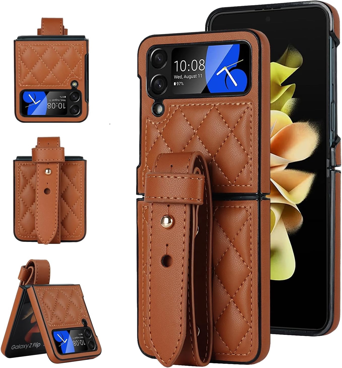 Phone Case for Samsung Galaxy Z Flip 4 5G 2022 Cover with Wrist Strap ...