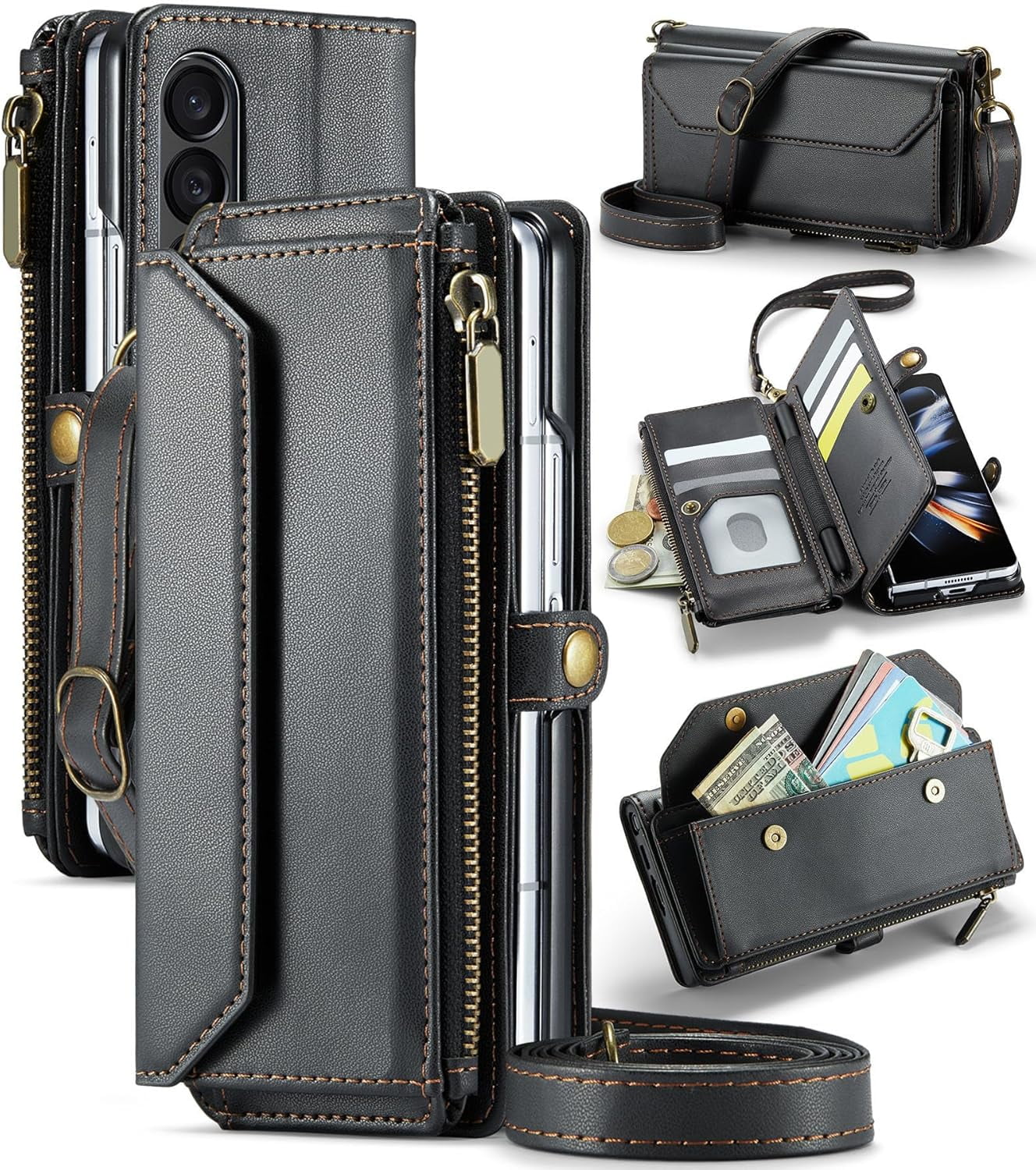 Phone Case for Samsung Galaxy Z Fold 4 5G 2022 Zipper Wallet Cover with ...