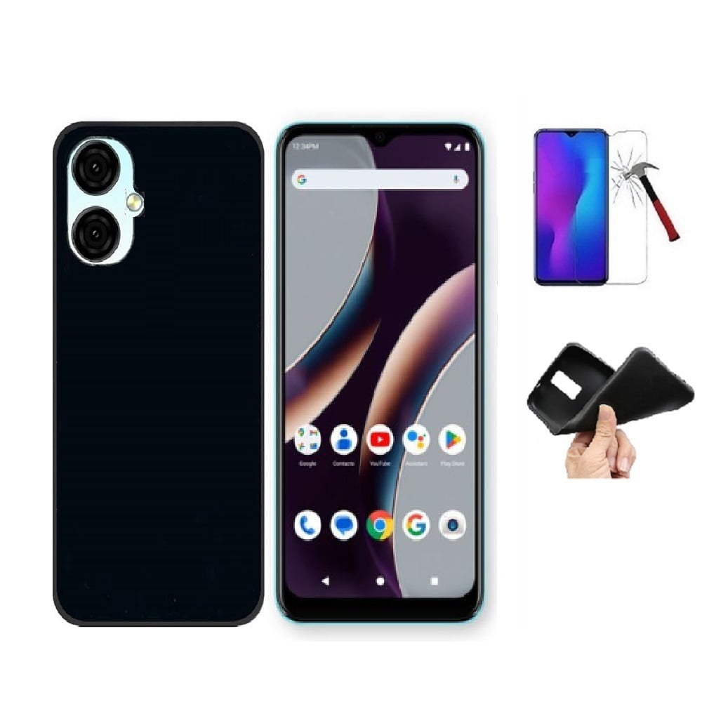 Tommulti Tempered Glass Soft Cell Phone Case for Blu G53, Black ...