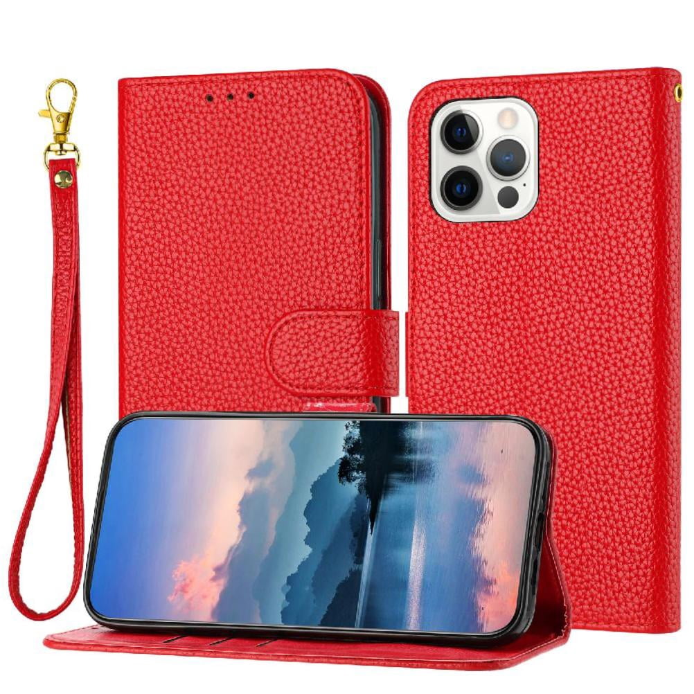 Phone Case for IPhone 12 Pro Max Wallet Litch Pattern Flip Folio Card ...
