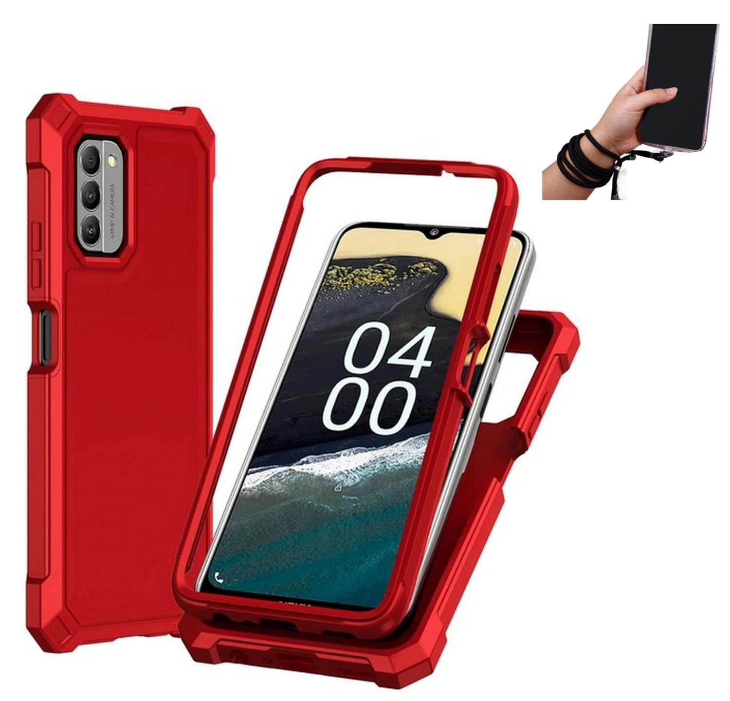 Phone Case for Nokia C300 Full Body ShockProof BP-Hybrid Red Wrist Band ...