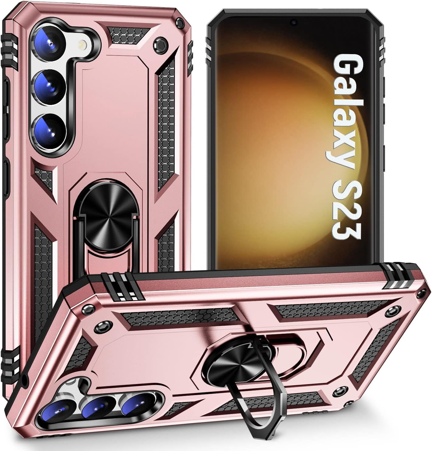 Phone Case for S23 Case Rose Gold,S23 5G Case with 360° Rotate Stand ...