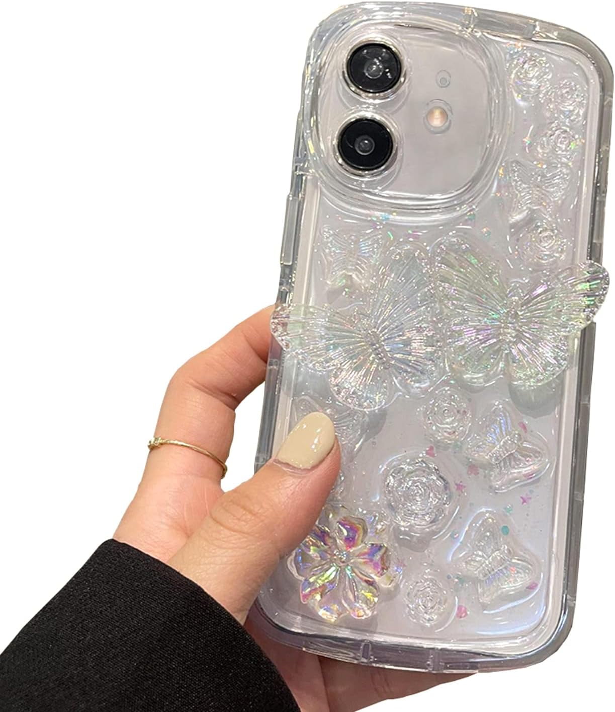 Phone Case for iPhone 11 Clear Case Butterfly 3D Flower Aesthetic ...