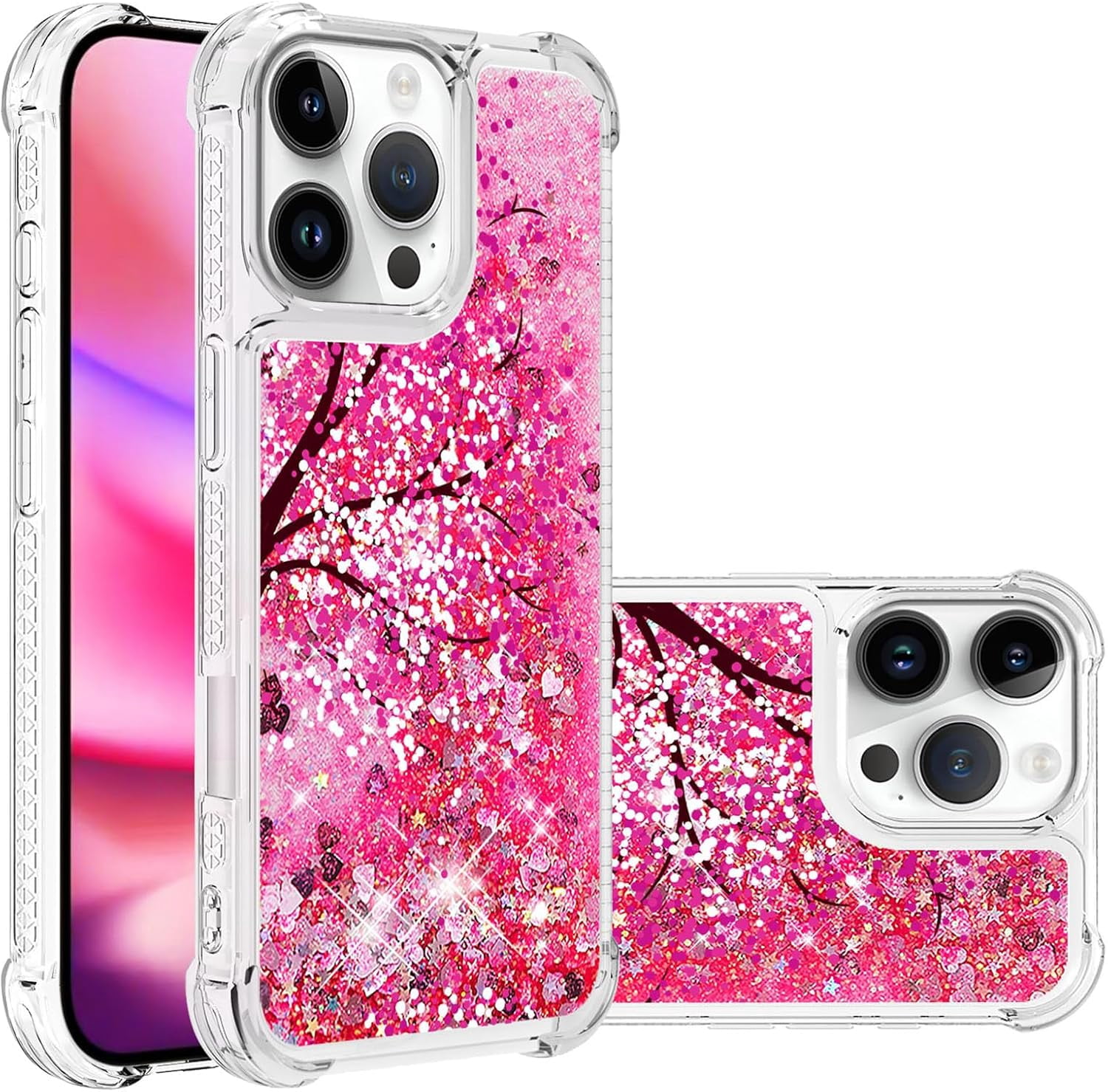 Phone Case for iPhone 16 Pro 6.3", Bling Glitter Soft TPU Floating ...