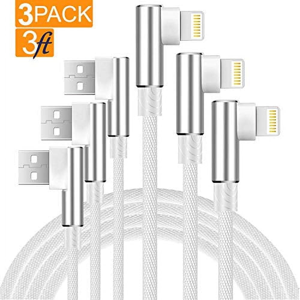 Phone Charger Cable, 90 Degree Right Angled Nylon Braided Data Cable ...