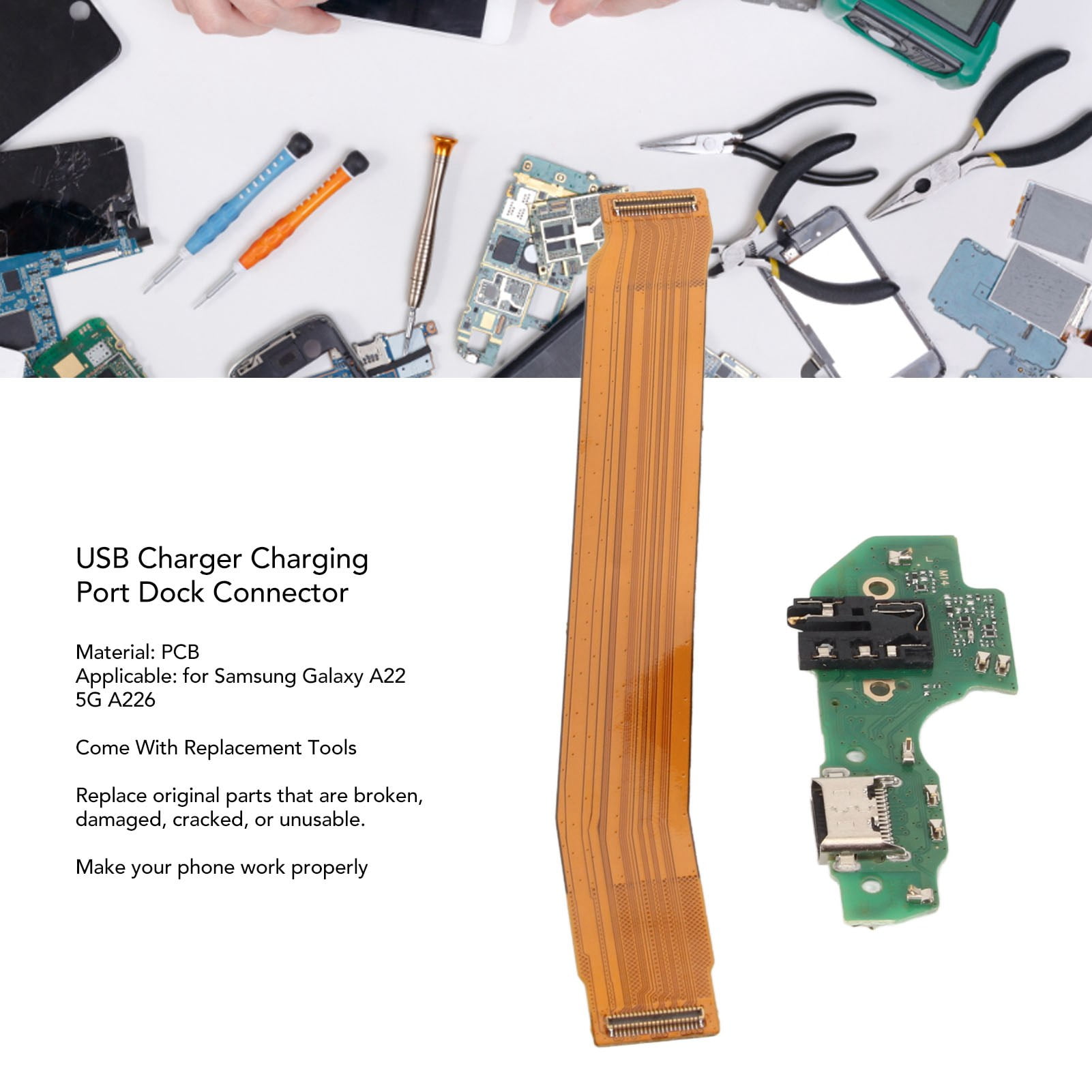 Phone Charging Port Replacement Kit, USB Dock Connector Cable Tool Set ...