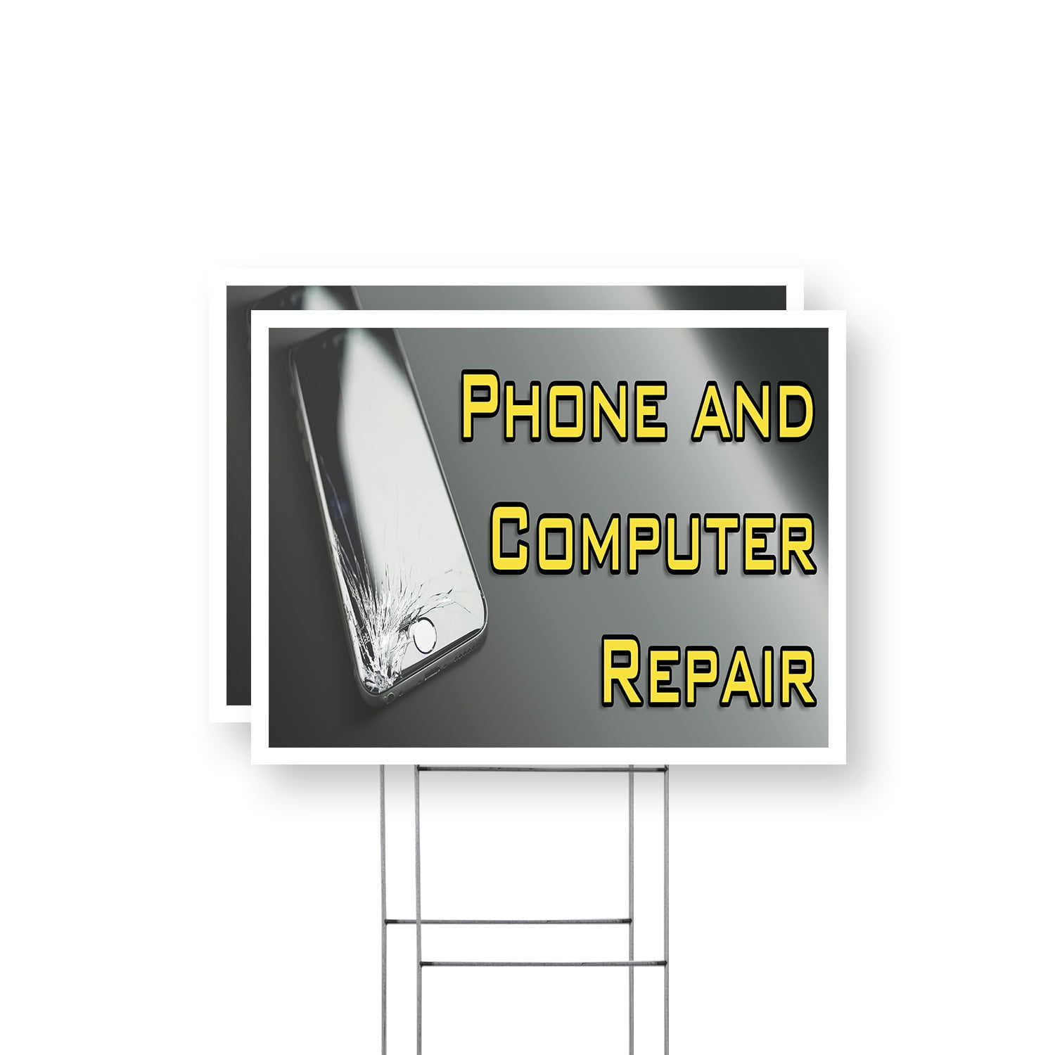 Phone and Computer Repair Yard Sign 2 Pack of 18 Inch x 24 Inch Double ...