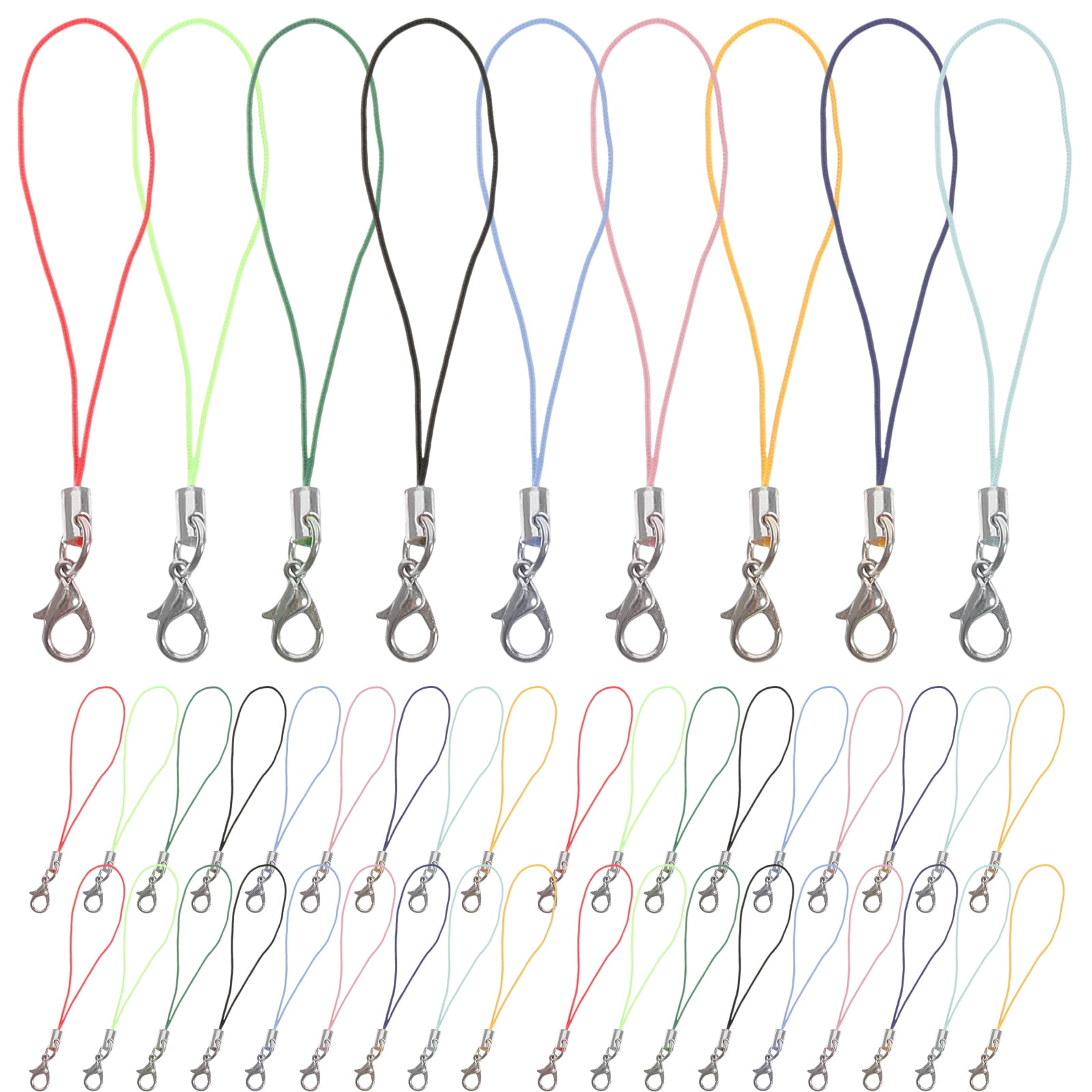 PartyKindom 100Pcs Assorted Color Cell Phone Charm Straps with Lobster ...
