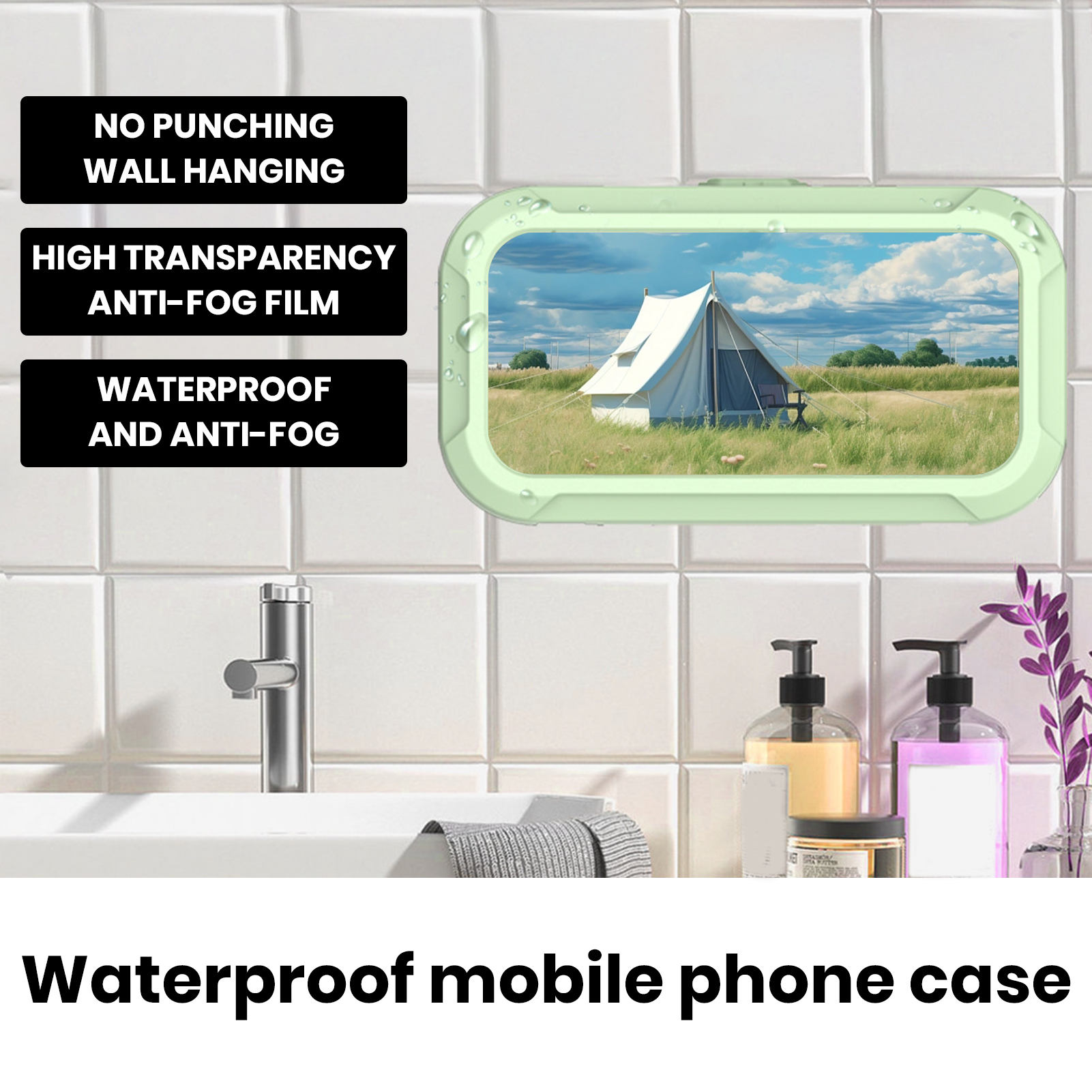 Phone Holder Wall Mounted 360-degree Rotating Waterproof Immersive ...