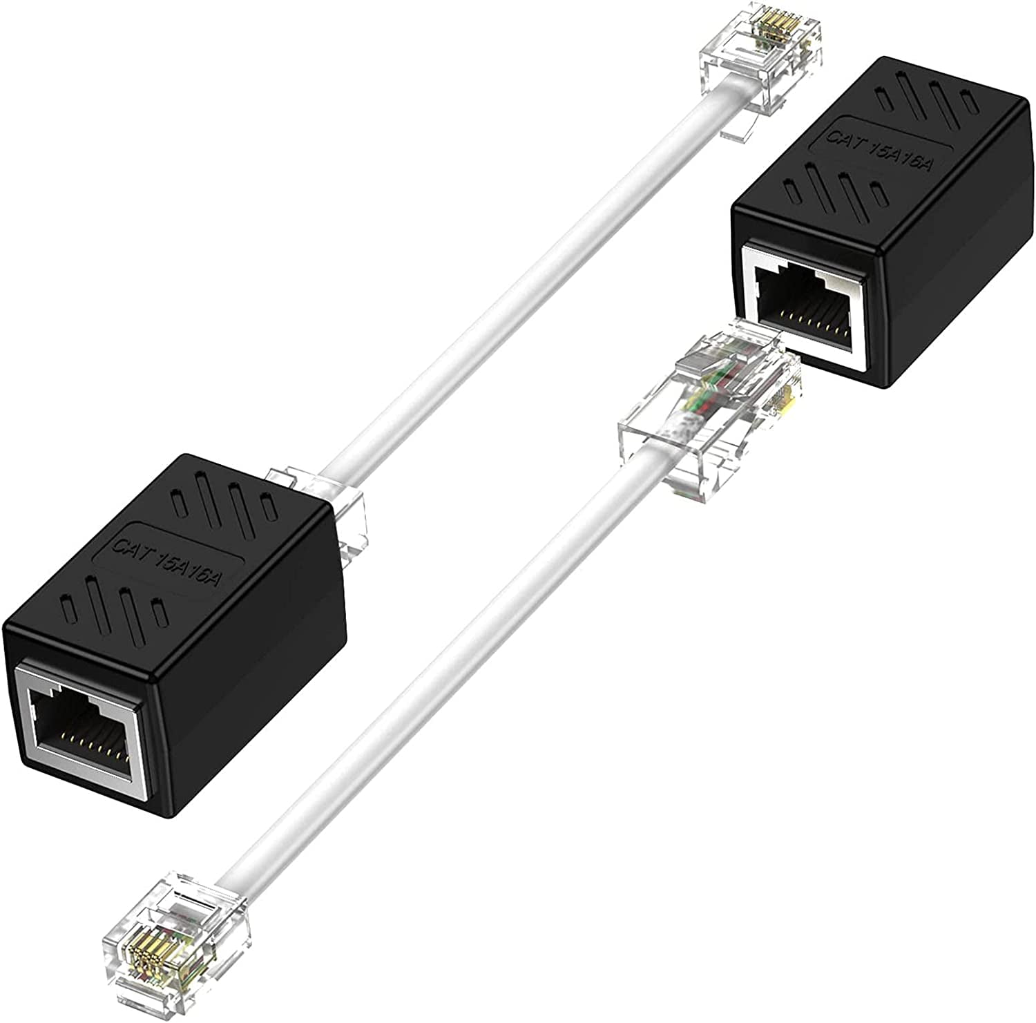 Phone Jack to Ethernet Cable Adapter, RJ45 8P8C Female to RJ11 6P4C ...