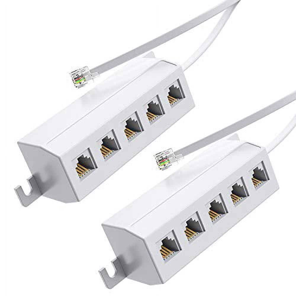 Phone Line Splitter Adapter 1 to 5, RJ11 6P4C Male to 5 Way 6P4C Female ...