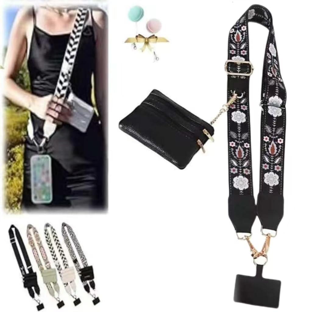 Phone Strap with Zippered Pouch, Clip and Go Strap for Phone with ...