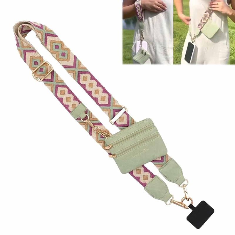 Phone Strap with Zippered Pouch, Clip and Go for Wallet Crossbody ...