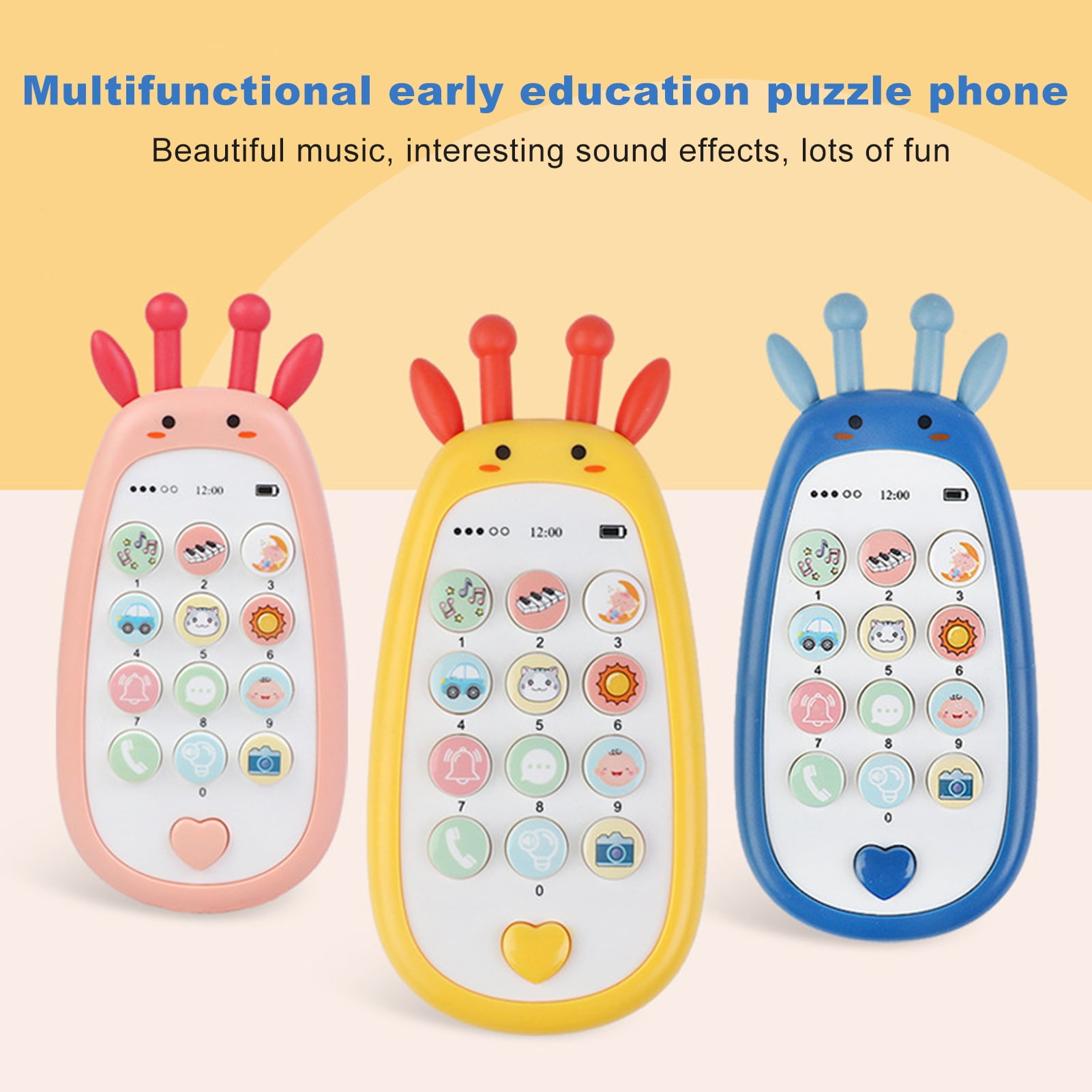 Phone Toy Lovely Shape with Light and Sound ABS Kids Simulation Phone ...