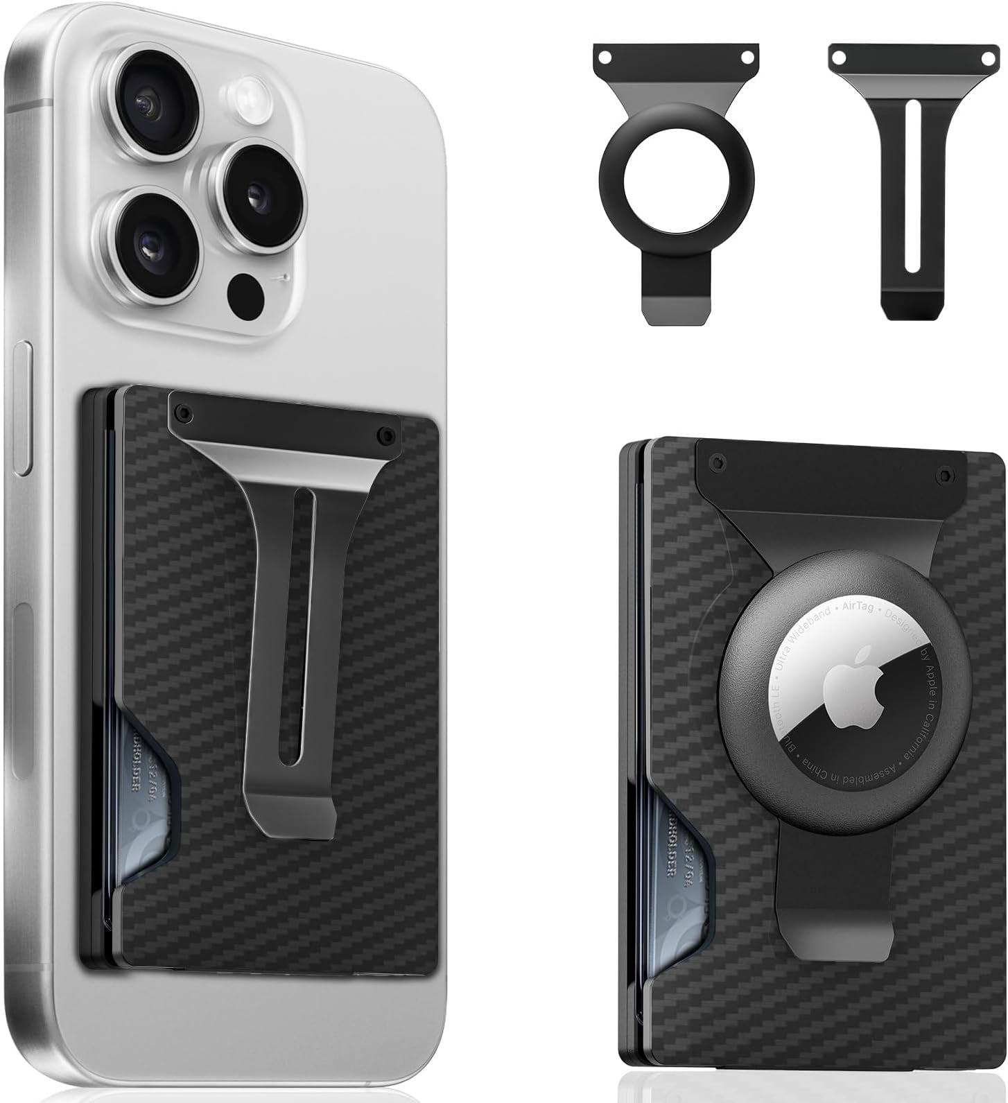 Phone Wallet with MagSafe - Metal Card Holder with AirTag Holder, RFID ...