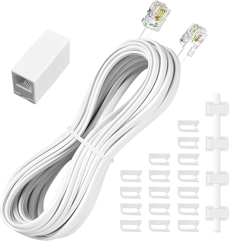 Phone extension Cord 25 Ft, Telephone Cable with Standard RJ11 Plug and ...