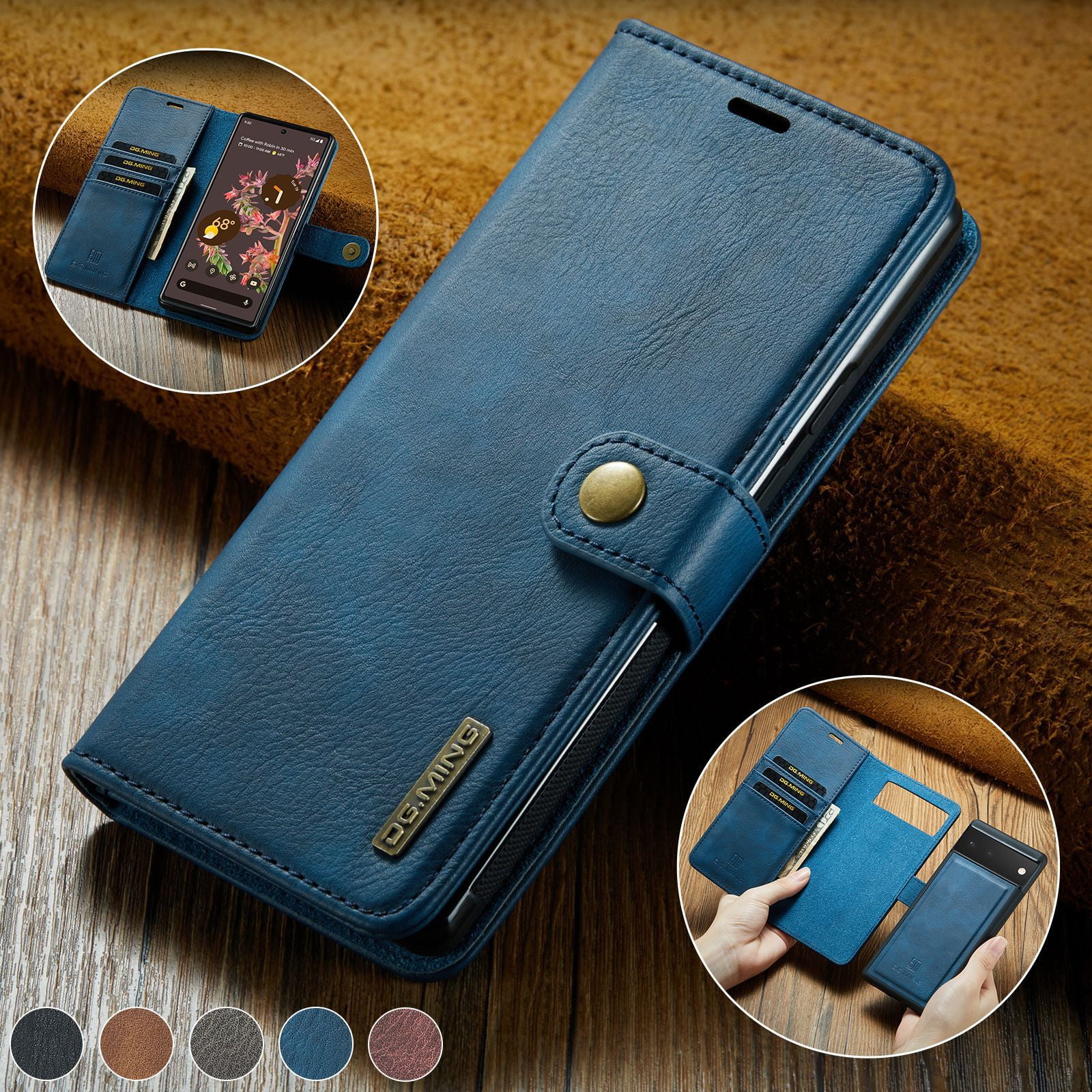 Phone leather case suitable for Google Pixel 5a 5G 2-in-1 split ...