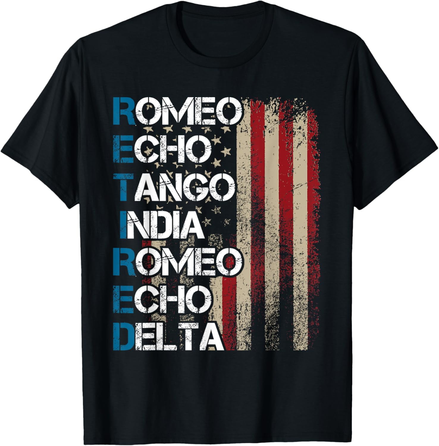 Phonetic Alphabet Retired Veteran Retirement Army Military T-Shirt100 ...