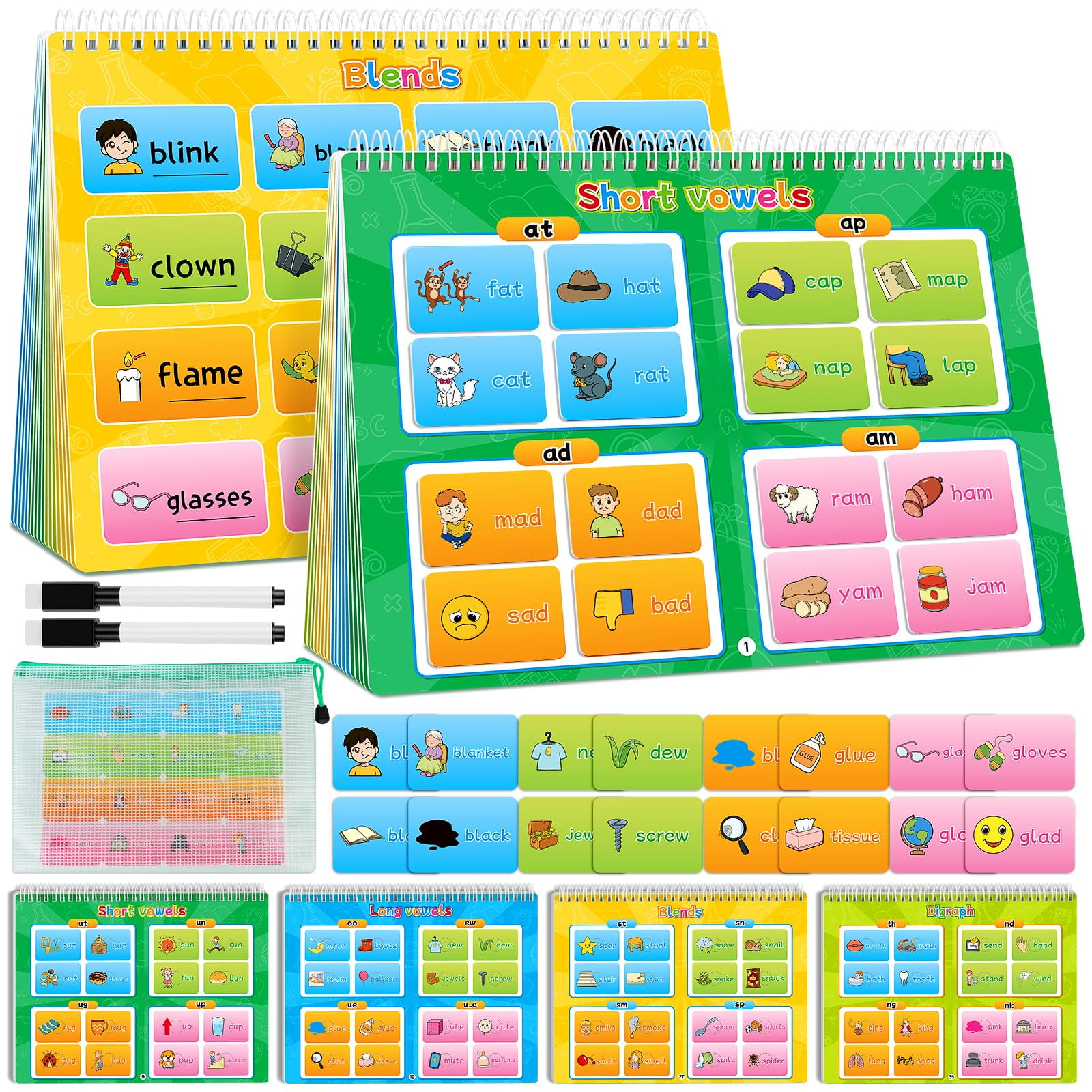 Phonics Games Toddler Activity Sticker Book, Reading Writing Spelling ...