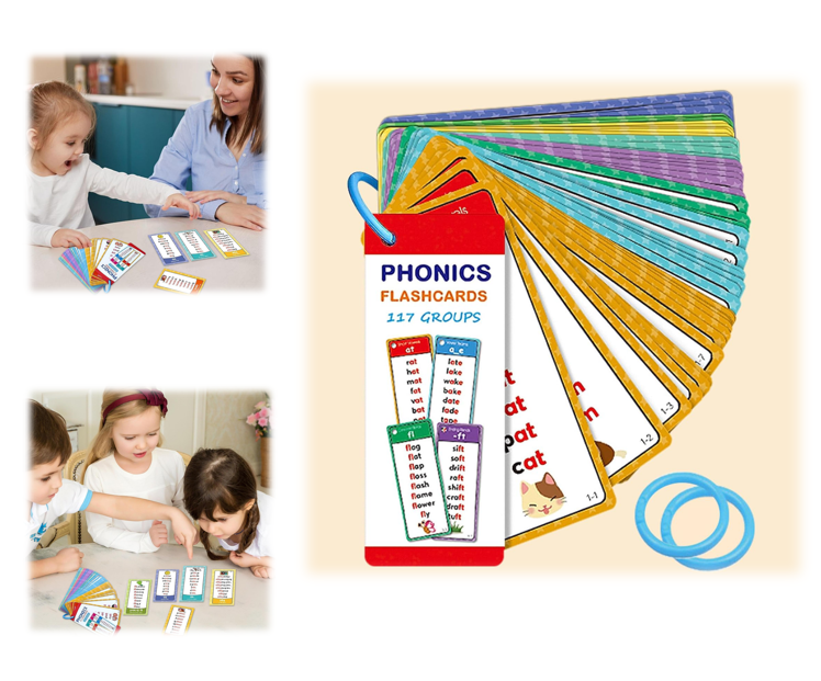 Phonics Word Cards – 117 Sound Groups 900+ Rhyming Words – Preschool ...