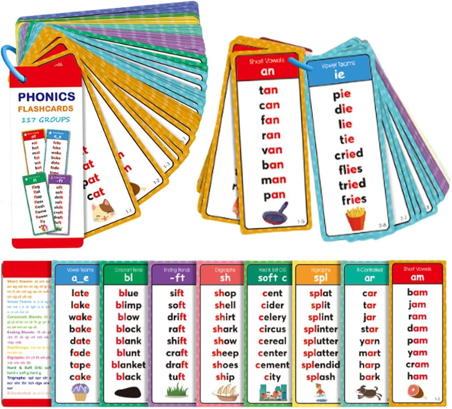 Phonics Word Flash Cards, Early Educational Alphabet Flash Cards, with ...