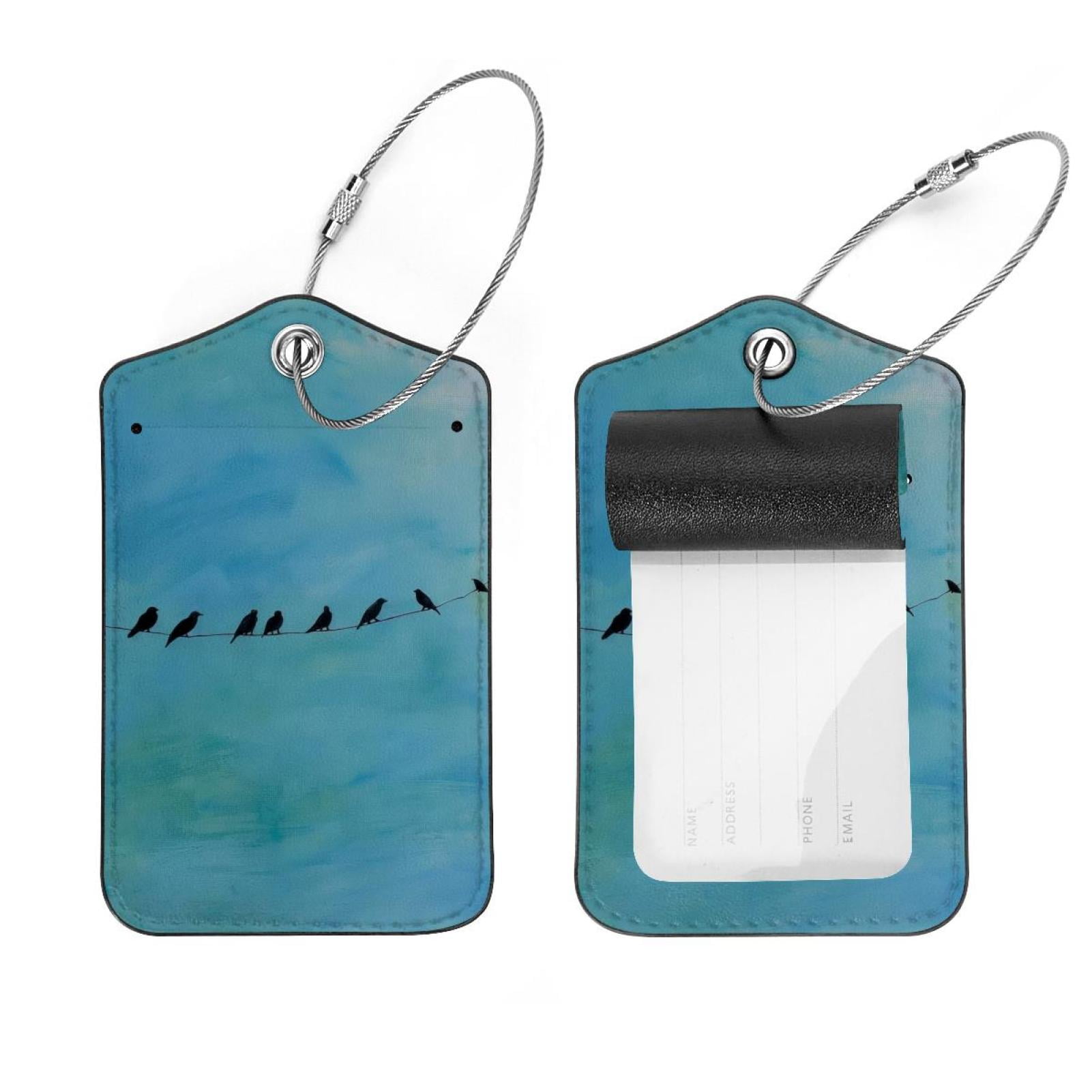PhooArto 2 Pack Leather Luggage Tag with Stainless Steel Loop, Birds ...