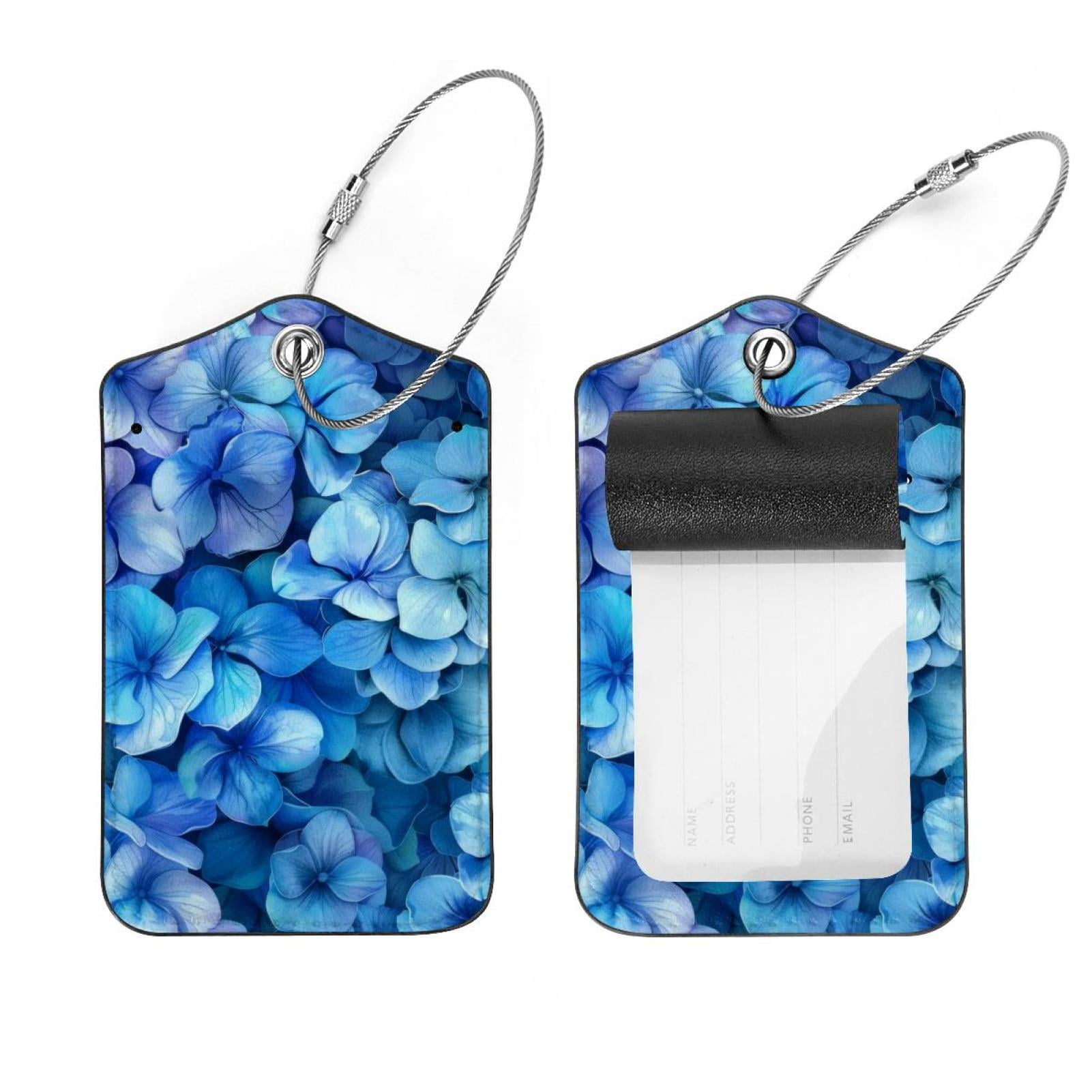 PhooArto 2 Pack Leather Luggage Tag with Stainless Steel Loop, Blue ...