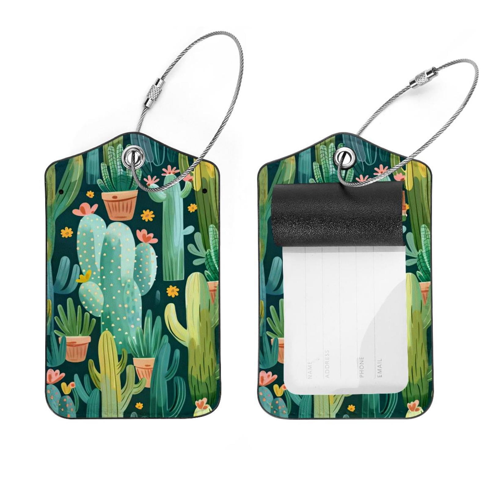 PhooArto 2 Pack Leather Luggage Tag with Stainless Steel Loop, Cute ...