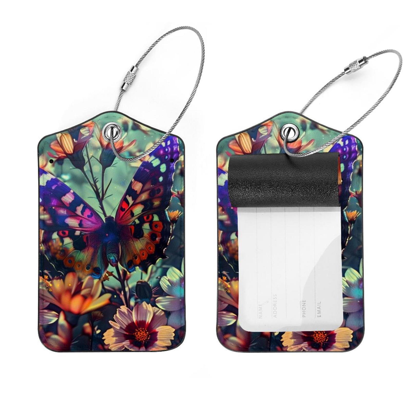 PhooArto 2 Pack Leather Luggage Tag with Stainless Steel Loop, Flying ...