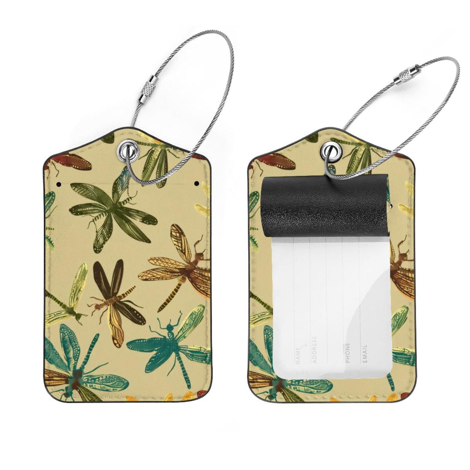 PhooArto 2 Pack Leather Luggage Tag with Stainless Steel Loop, Flying ...