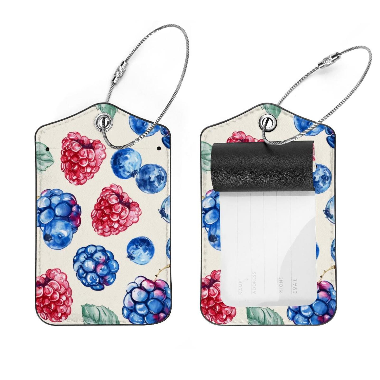 PhooArto 2 Pack Leather Luggage Tag with Stainless Steel Loop, Fruit ...