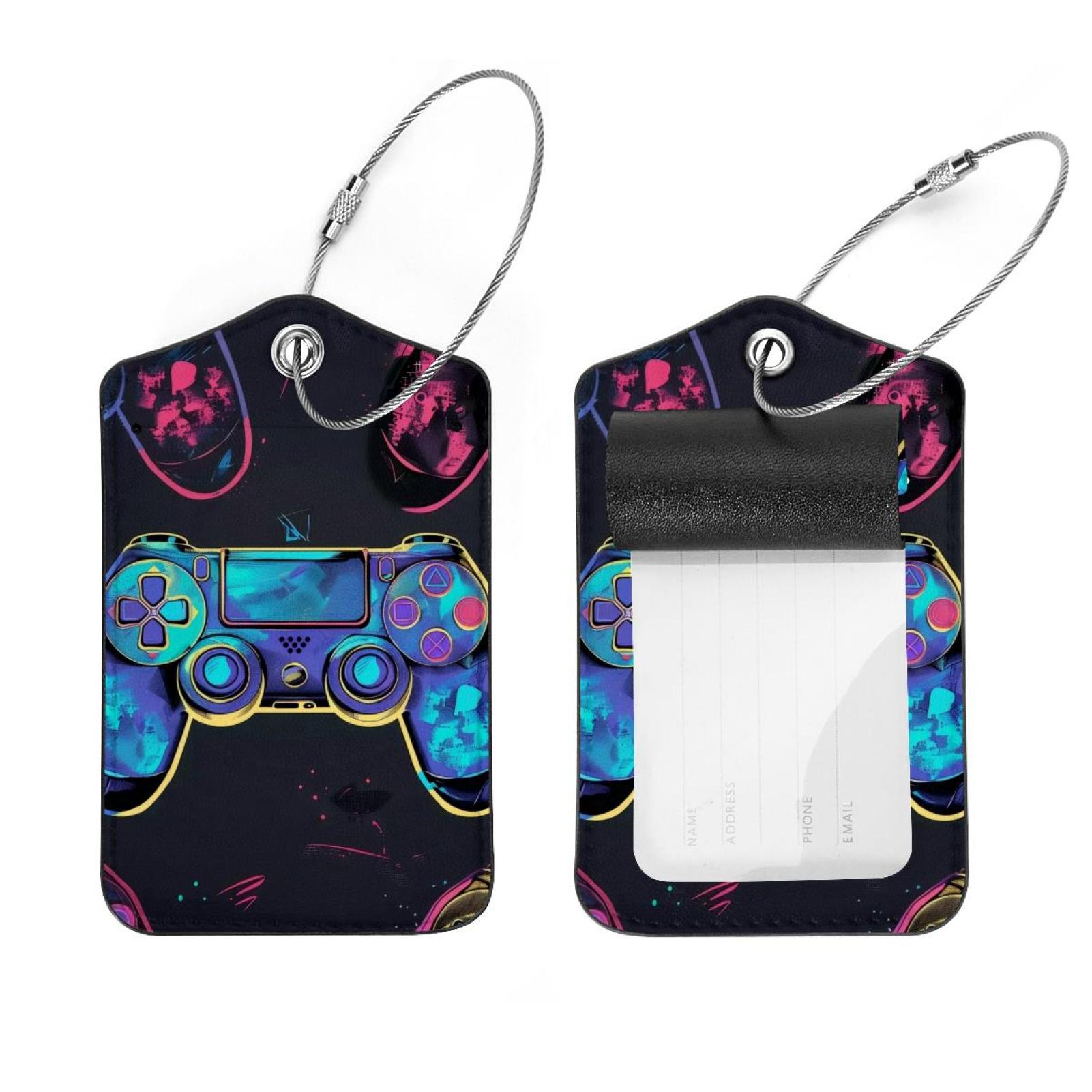 PhooArto 2 Pack Leather Luggage Tag with Stainless Steel Loop, Gamer ...