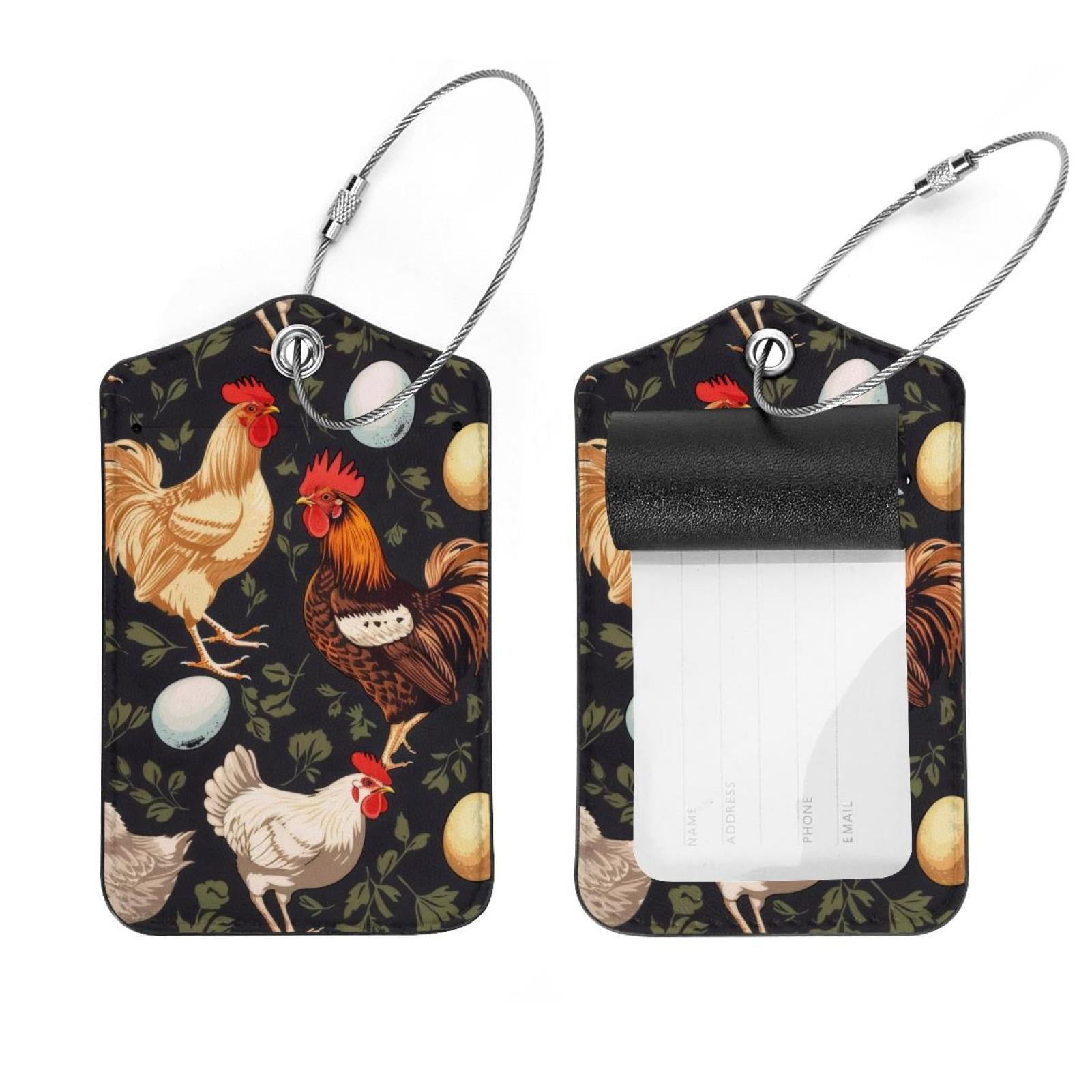 PhooArto 2 Pack Leather Luggage Tag with Stainless Steel Loop, Hens ...