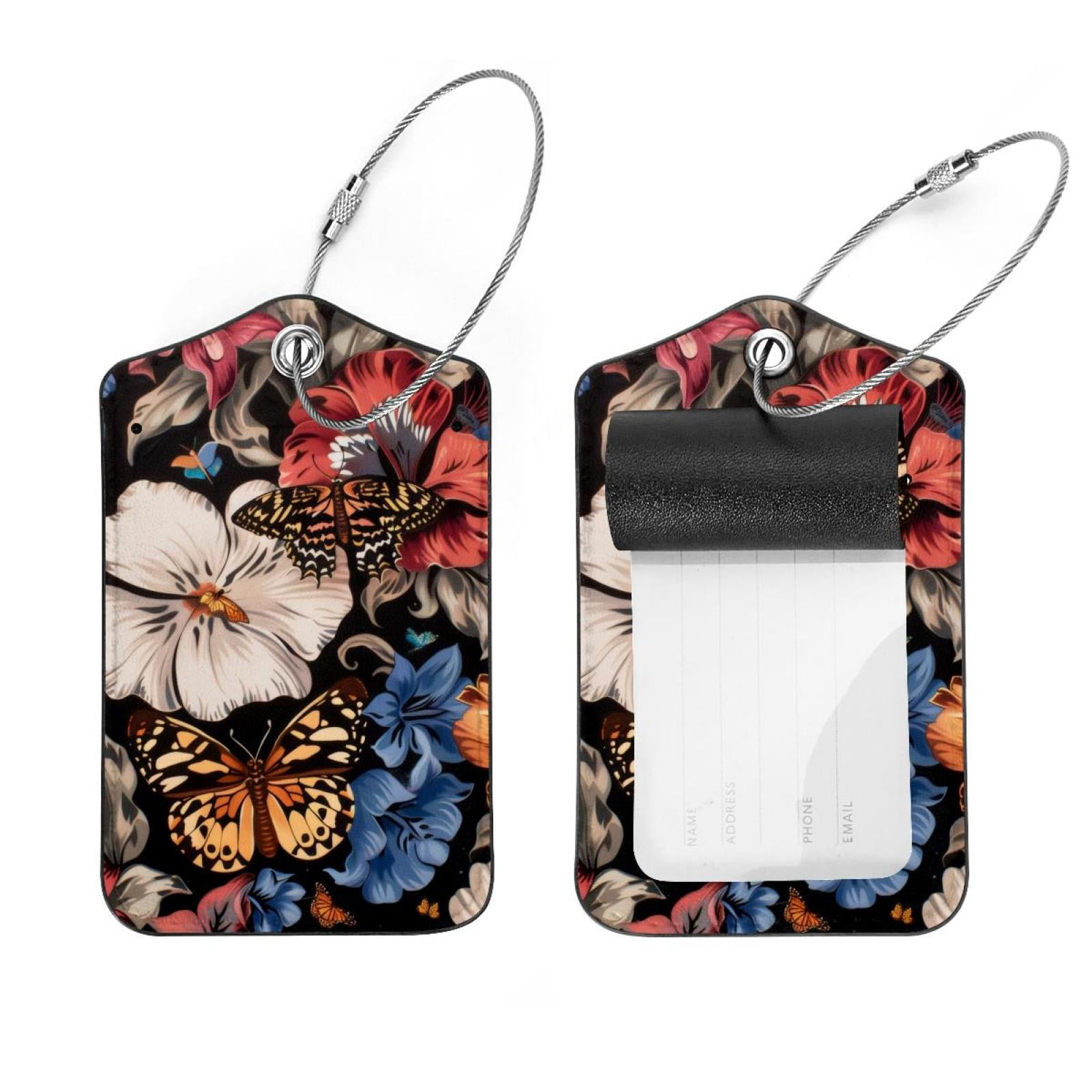 PhooArto 2 Pack Leather Luggage Tag with Stainless Steel Loop, Leopard ...