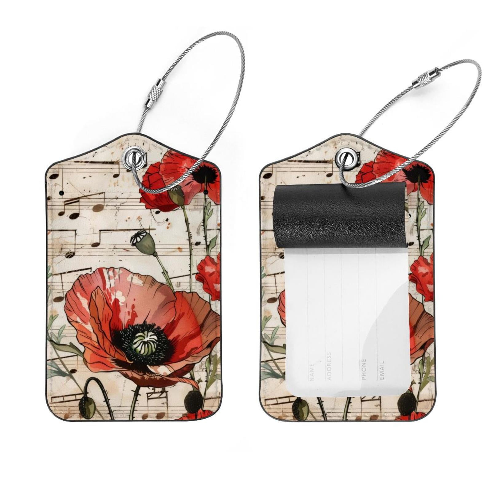 PhooArto 2 Pack Leather Luggage Tag with Stainless Steel Loop, Music ...