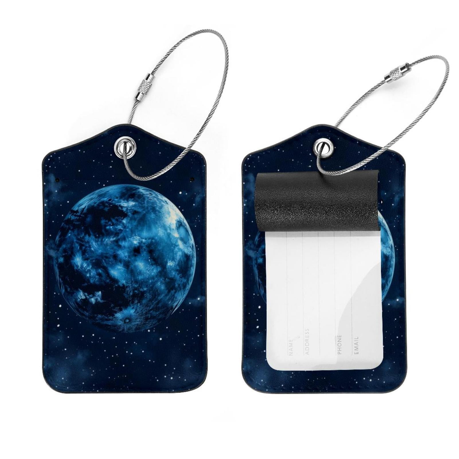 PhooArto 2 Pack Leather Luggage Tag with Stainless Steel Loop, Night ...