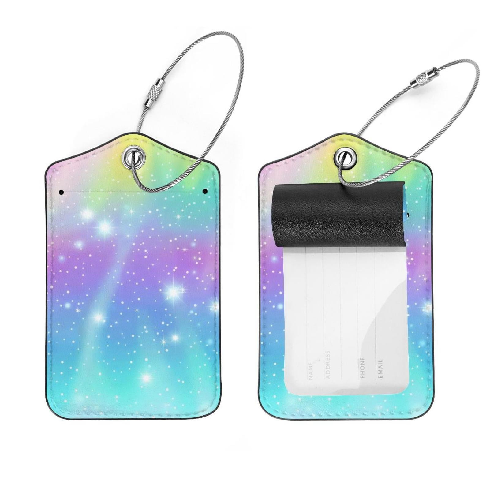 PhooArto 2 Pack Leather Luggage Tag with Stainless Steel Loop, Rainbow ...