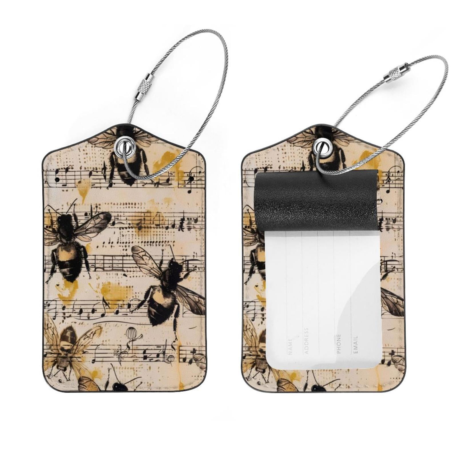 PhooArto 2 Pack Leather Luggage Tag with Stainless Steel Loop, Retro ...