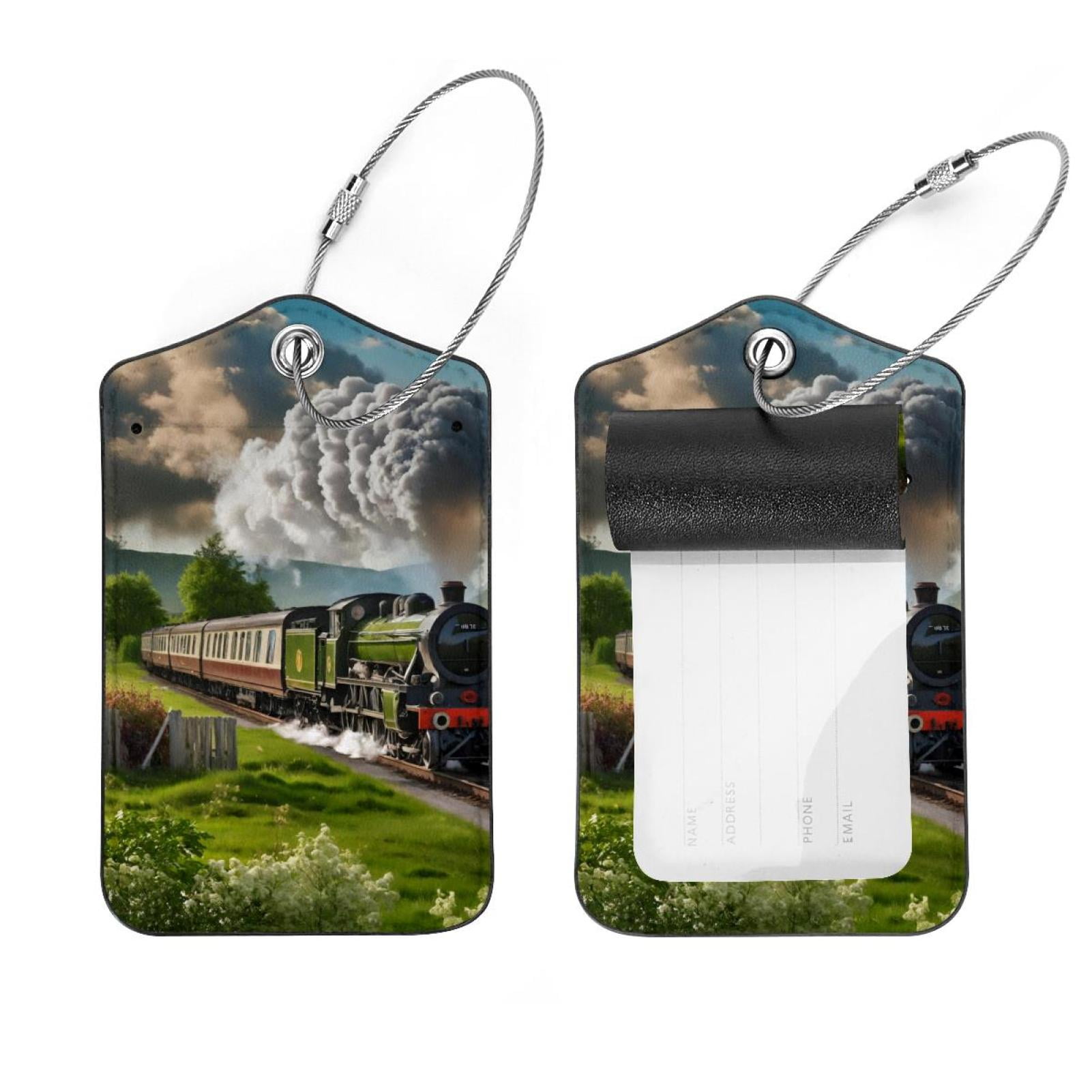 PhooArto 2 Pack Leather Luggage Tag with Stainless Steel Loop, Steam ...