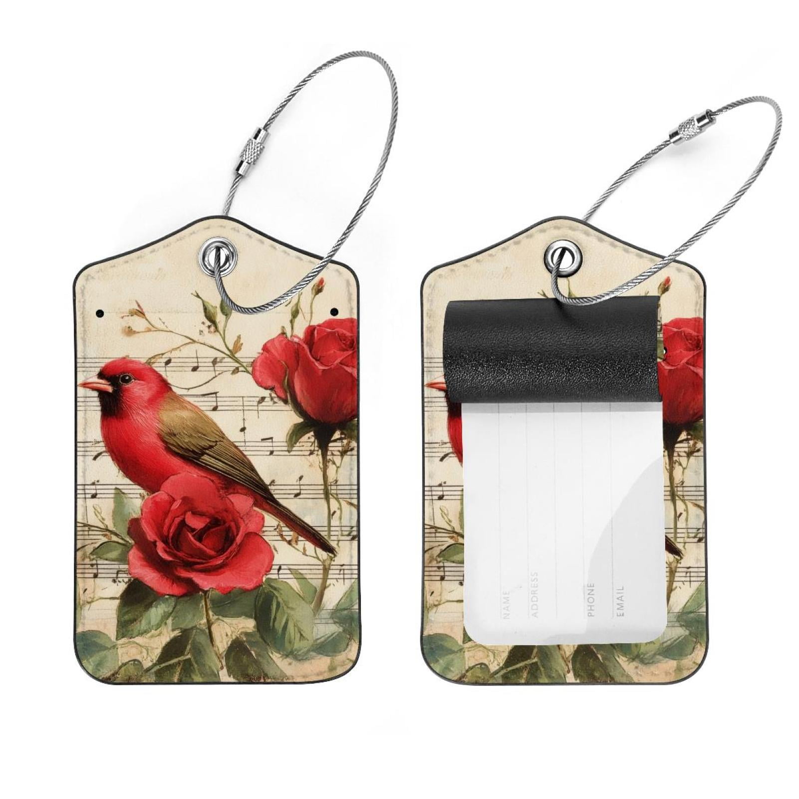 PhooArto 2 Pack Leather Luggage Tag with Stainless Steel Loop, Vintage ...