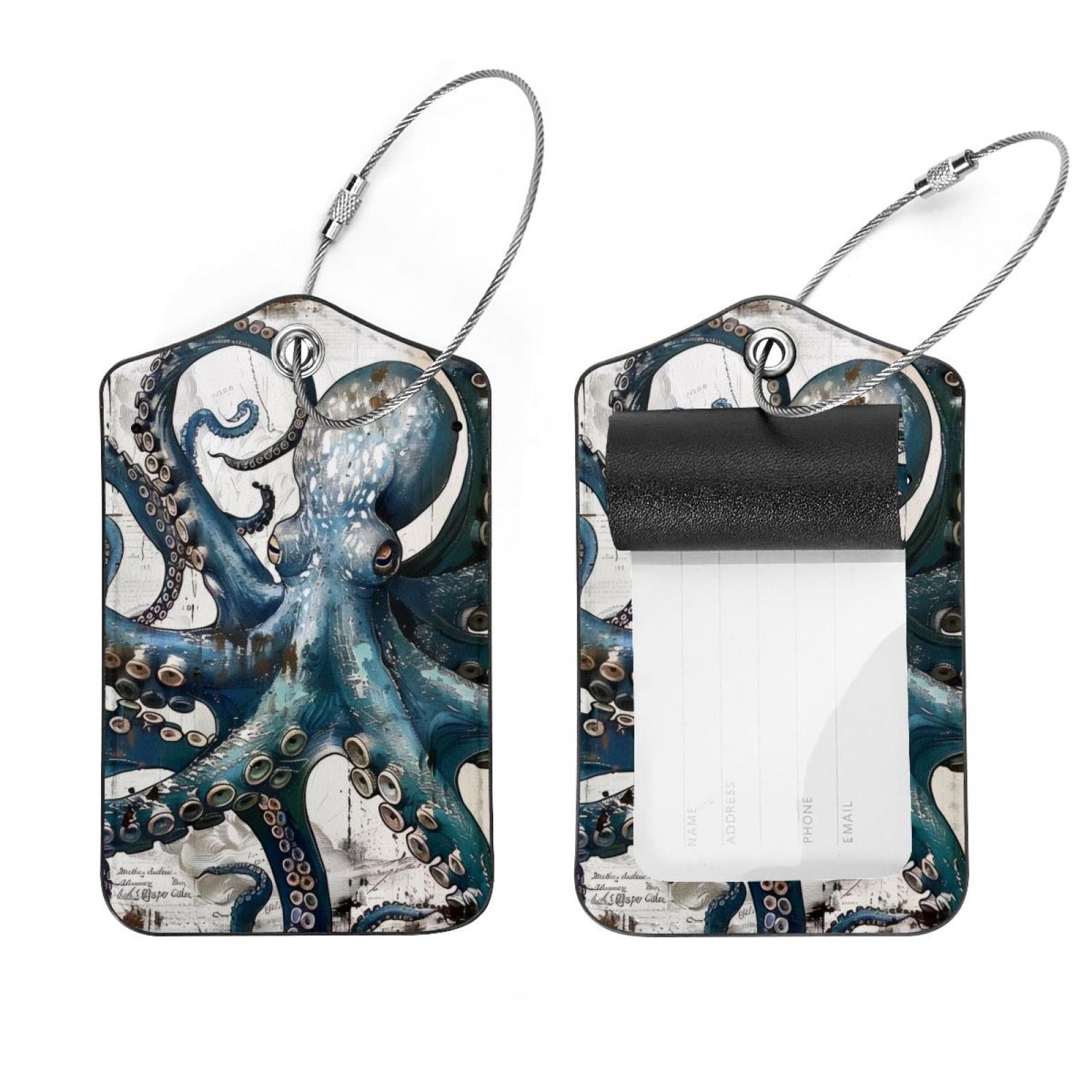 PhooArto 2 Pack Leather Luggage Tag with Stainless Steel Loop, Vintage ...