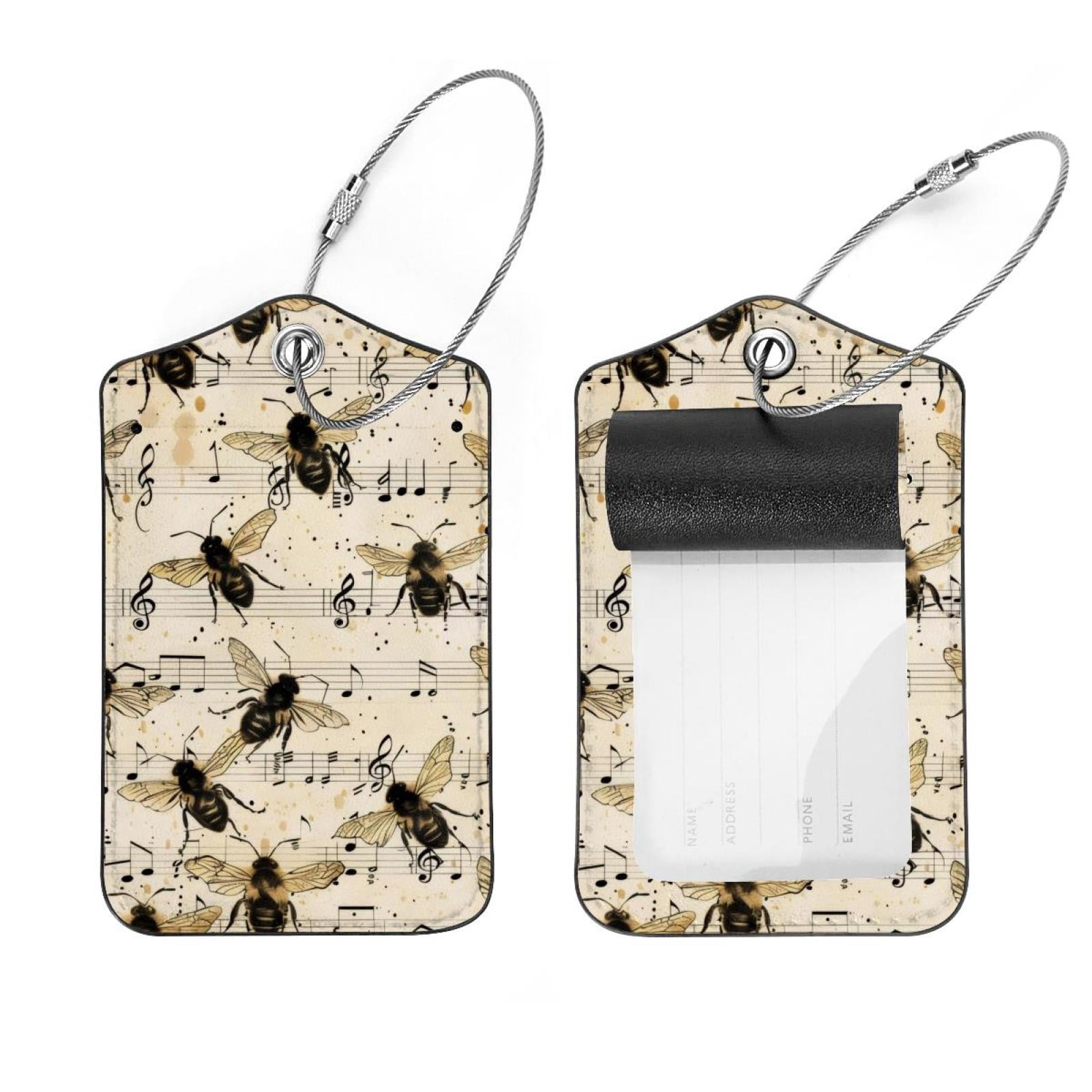 PhooArto 2 Pack Leather Luggage Tag with Stainless Steel Loop, Vintage ...