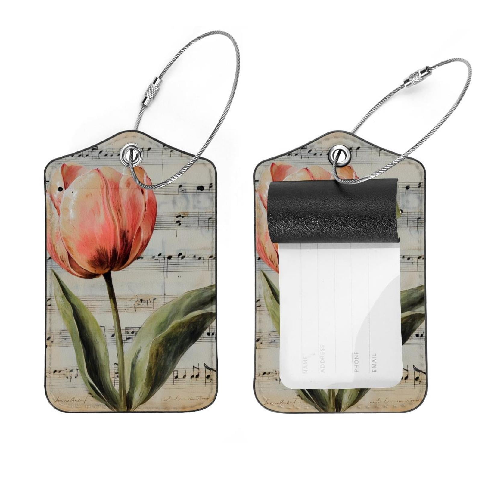 PhooArto 2 Pack Leather Luggage Tag with Stainless Steel Loop, Vintage ...