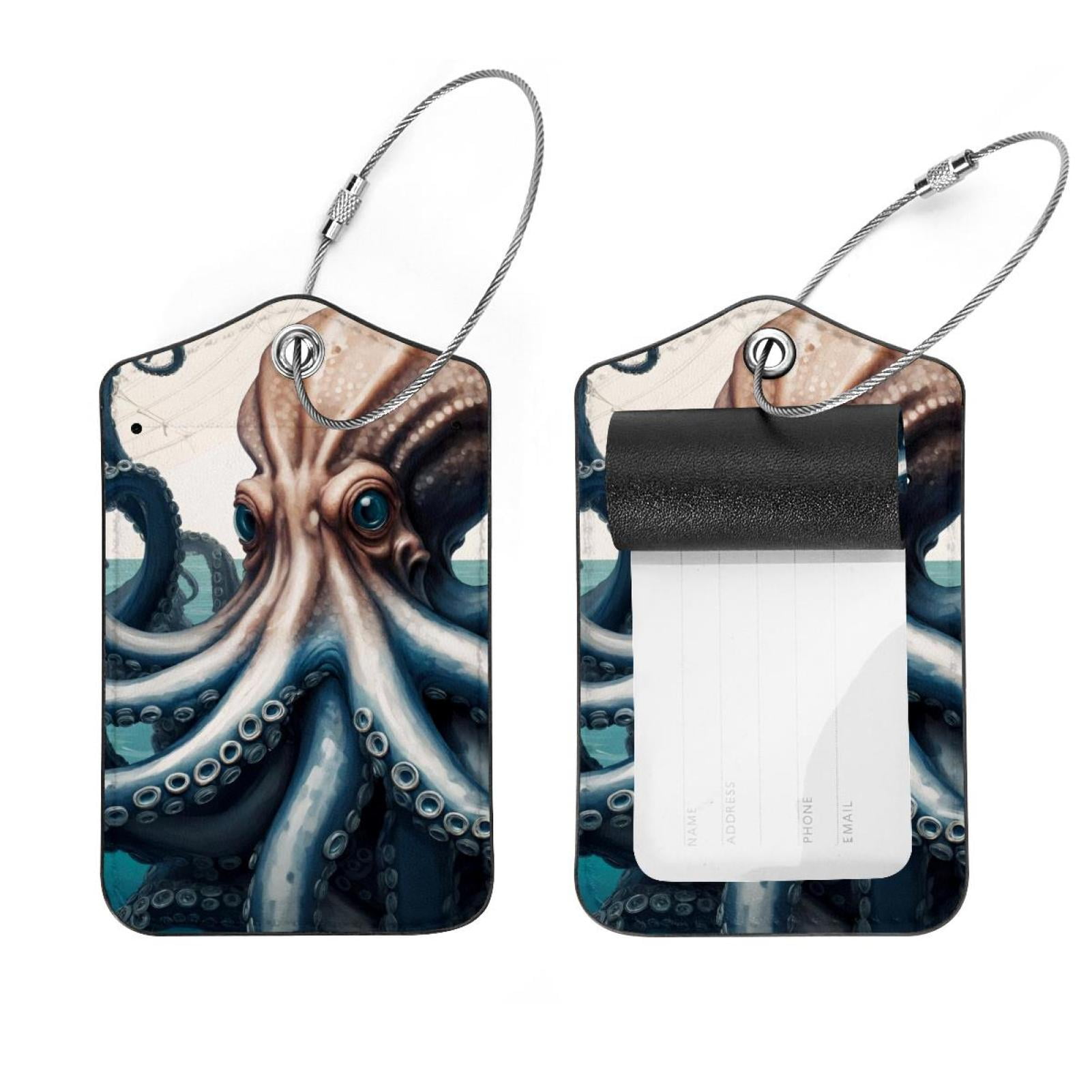 PhooArto 2 Pack Leather Luggage Tag with Stainless Steel Loop, Vintage ...