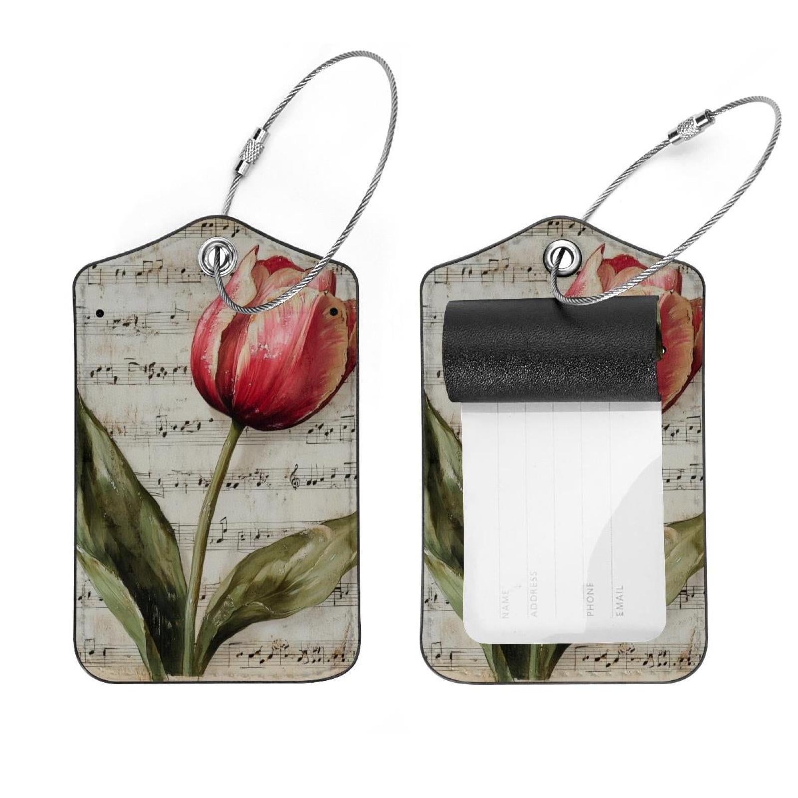 PhooArto 2 Pack Leather Luggage Tag with Stainless Steel Loop, Vintage ...