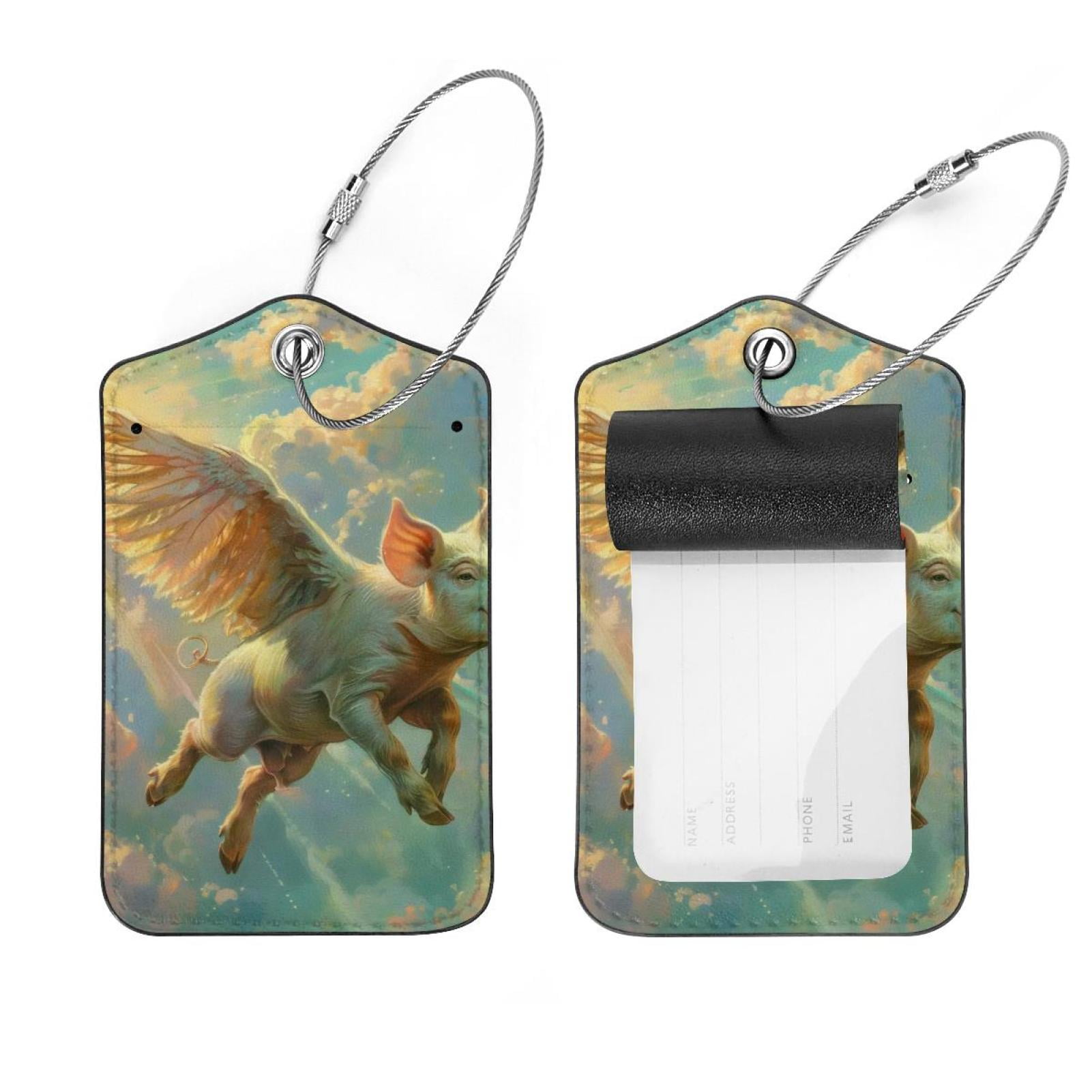 PhooArto 2 Pack Leather Luggage Tag with Stainless Steel Loop, Wings ...