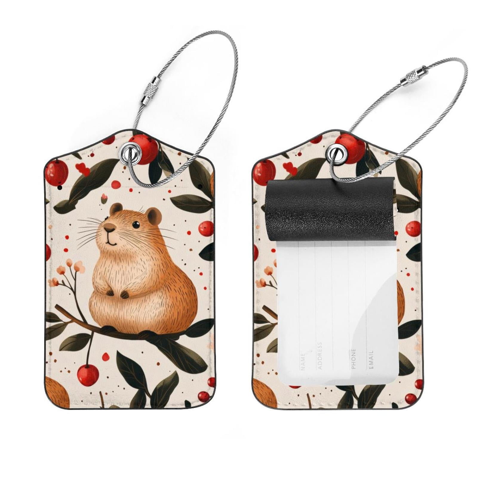PhooArto 2 Pcs Cute Capybaras Cherries Pattern Luggage Tag for ...