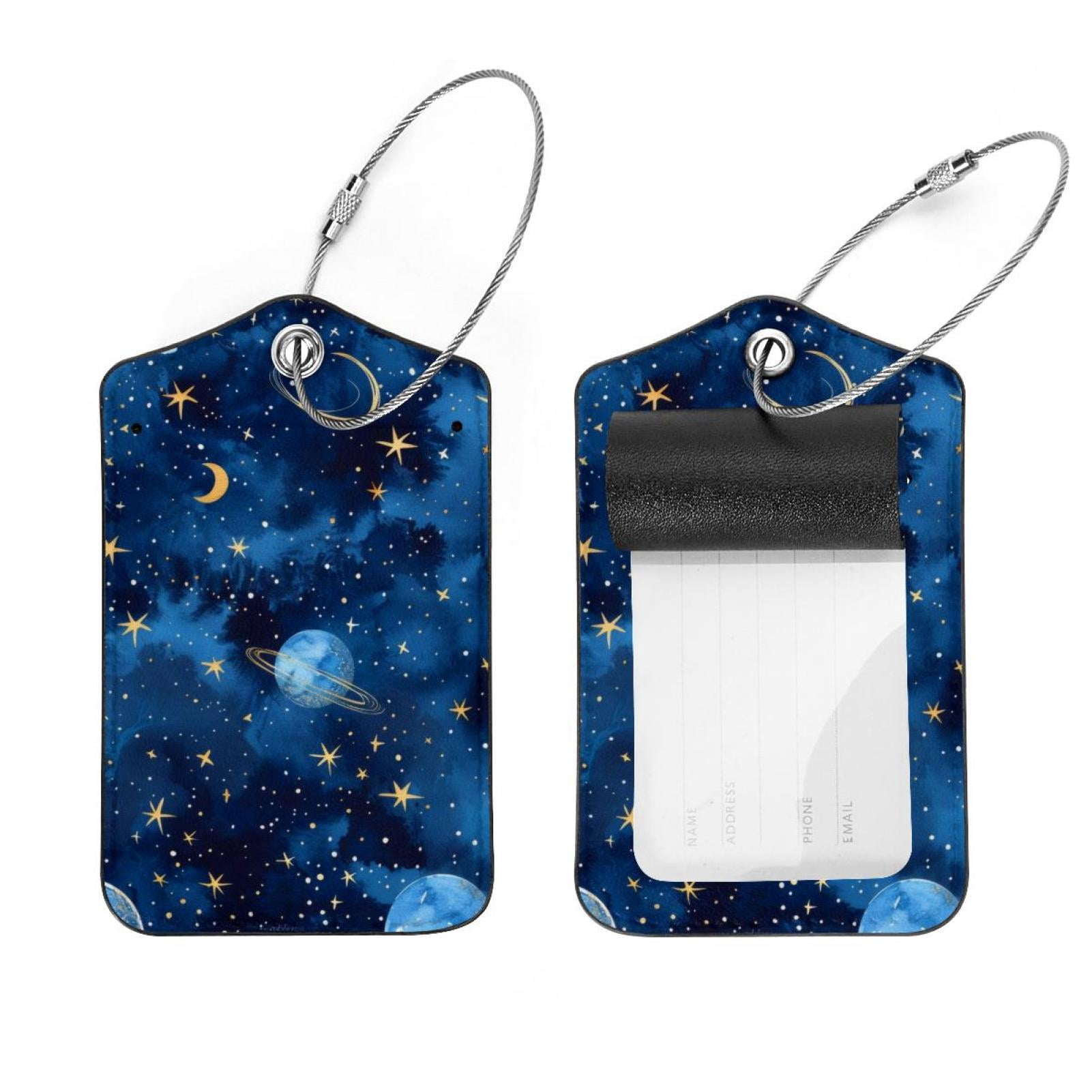 PhooArto 2 Pcs Dark Blue Space Planet Stars Pattern Luggage Tag for ...