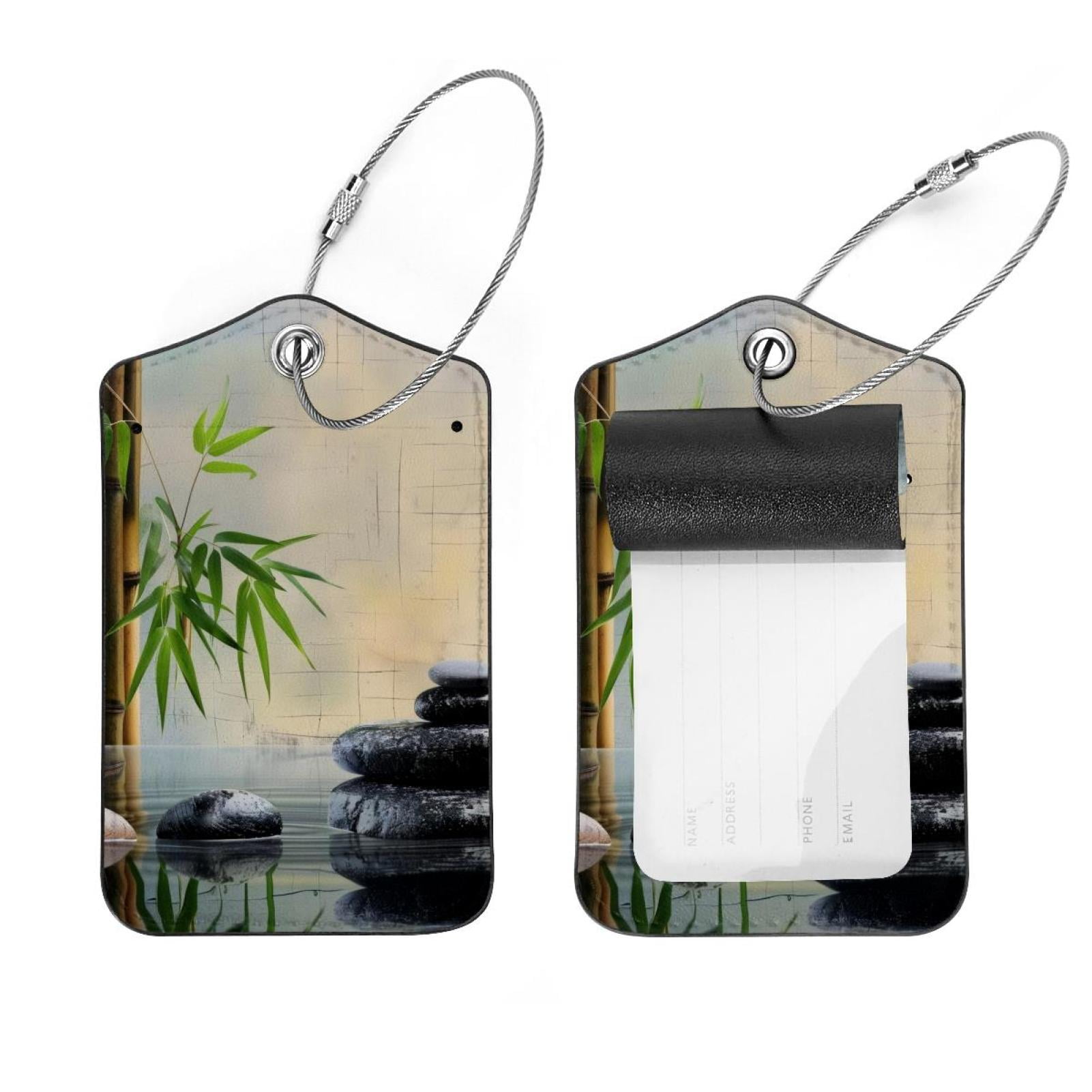 PhooArto 2 Pcs Luggage Tags, Bamboo and Zen Stones Privacy Cover ID ...