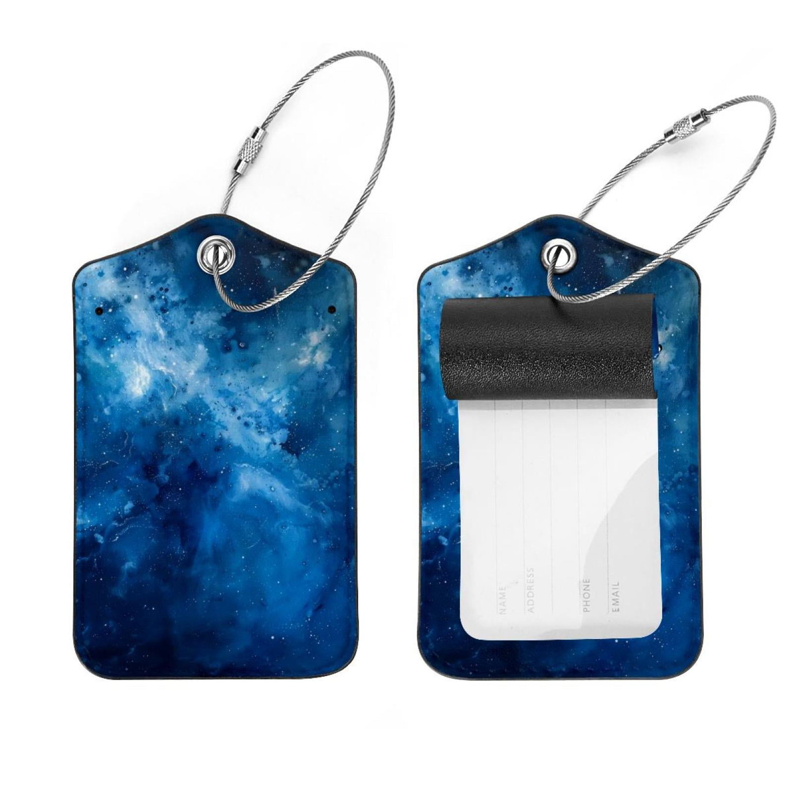 PhooArto 2 Pcs Luggage Tags, Blue Galaxy Art Privacy Cover ID Label ...